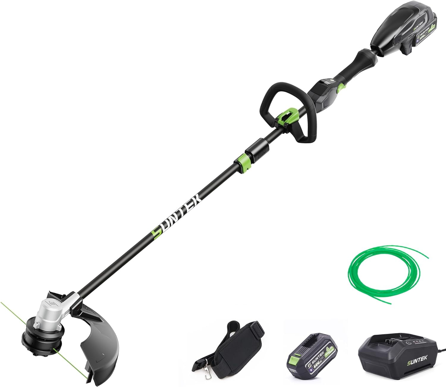 SUNTEK 40V 15-Inch Weed Eater, Cordless Grass Trimmer with 4.0Ah ...