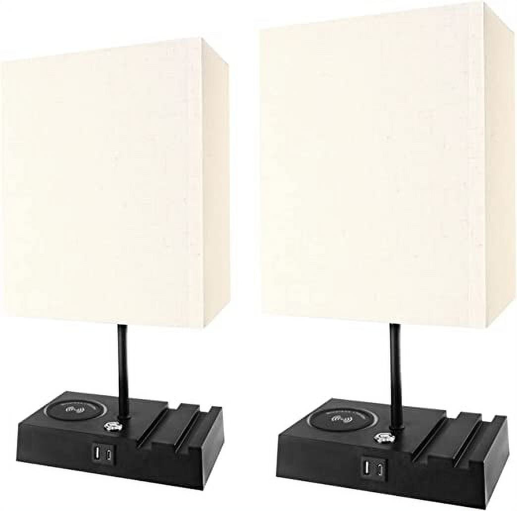SUNTHIN 2-Pack Table Lamps, 3-Way Dimmable, USB Port, Wireless Charging ...