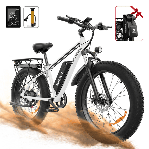 SUNTIBYE EB26 Electric Bike 26" Fat Tire Ebike for Adults, 65miles ...