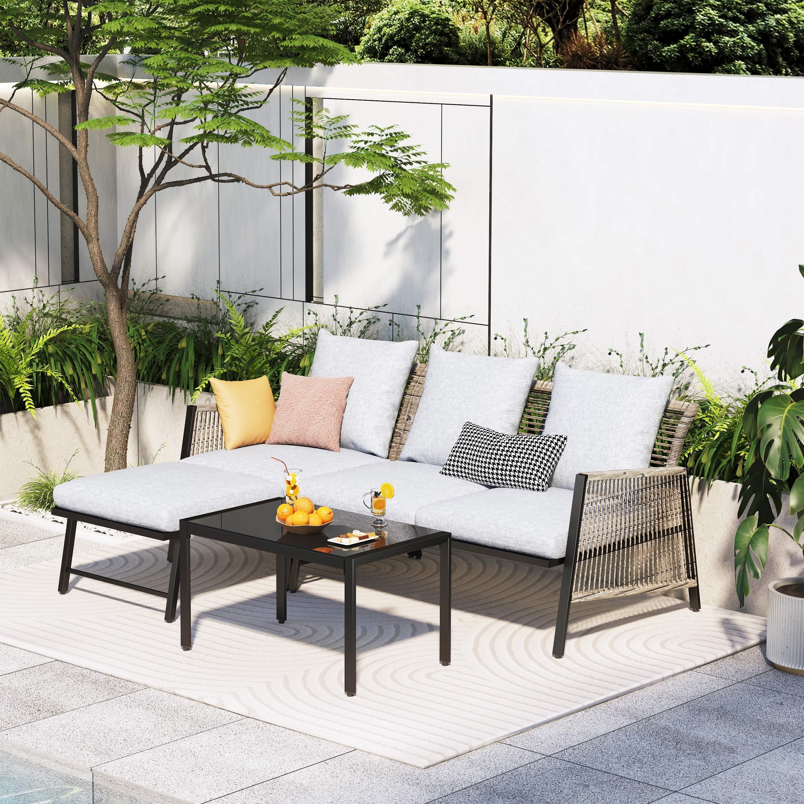 SUNTONE 4-Seat Outdoor Furniture Set - Assembly Included, All-Weather ...