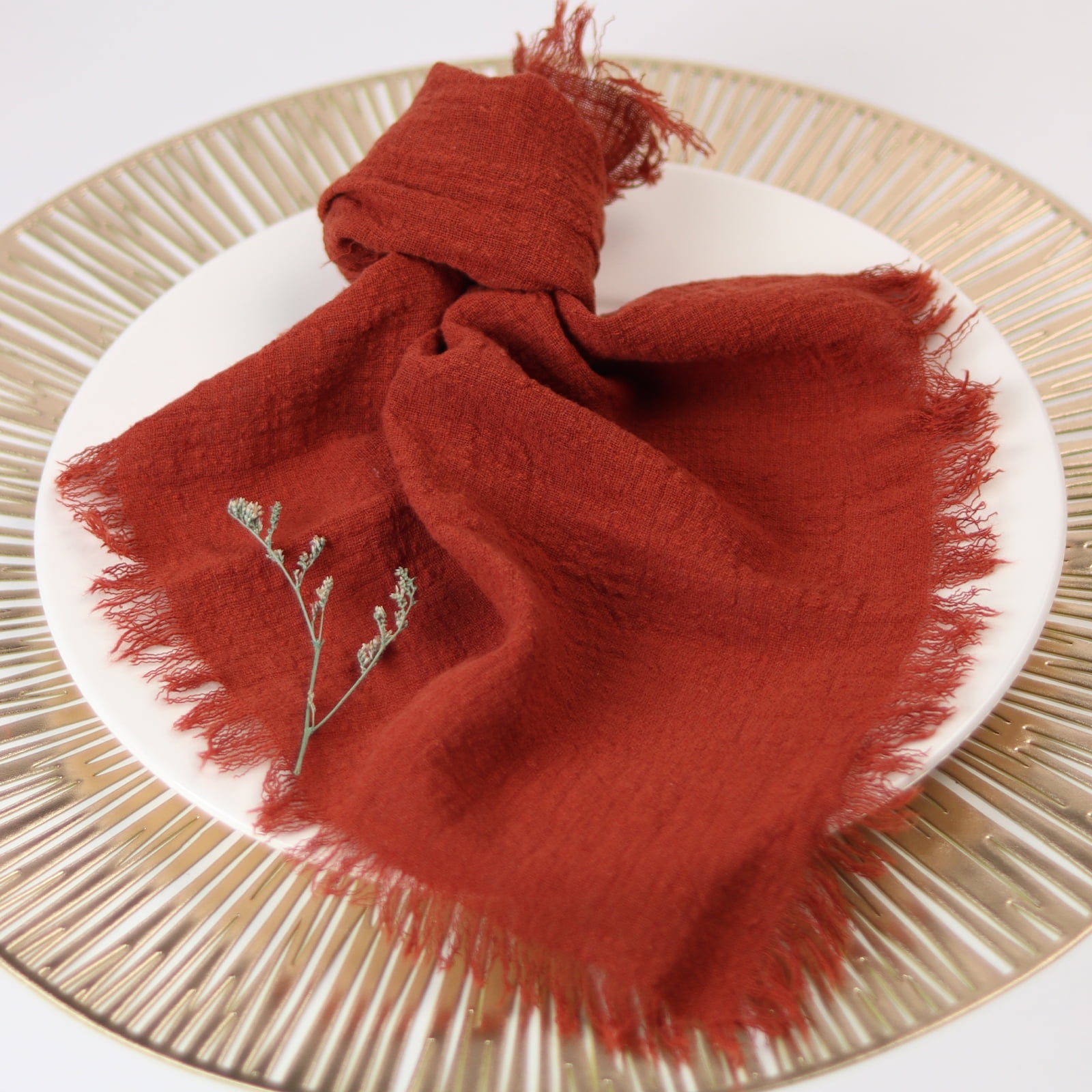 SUNTQ Handmade Cotton Napkins with Fringe 12 pack，Bulk Dinner Napkins ...