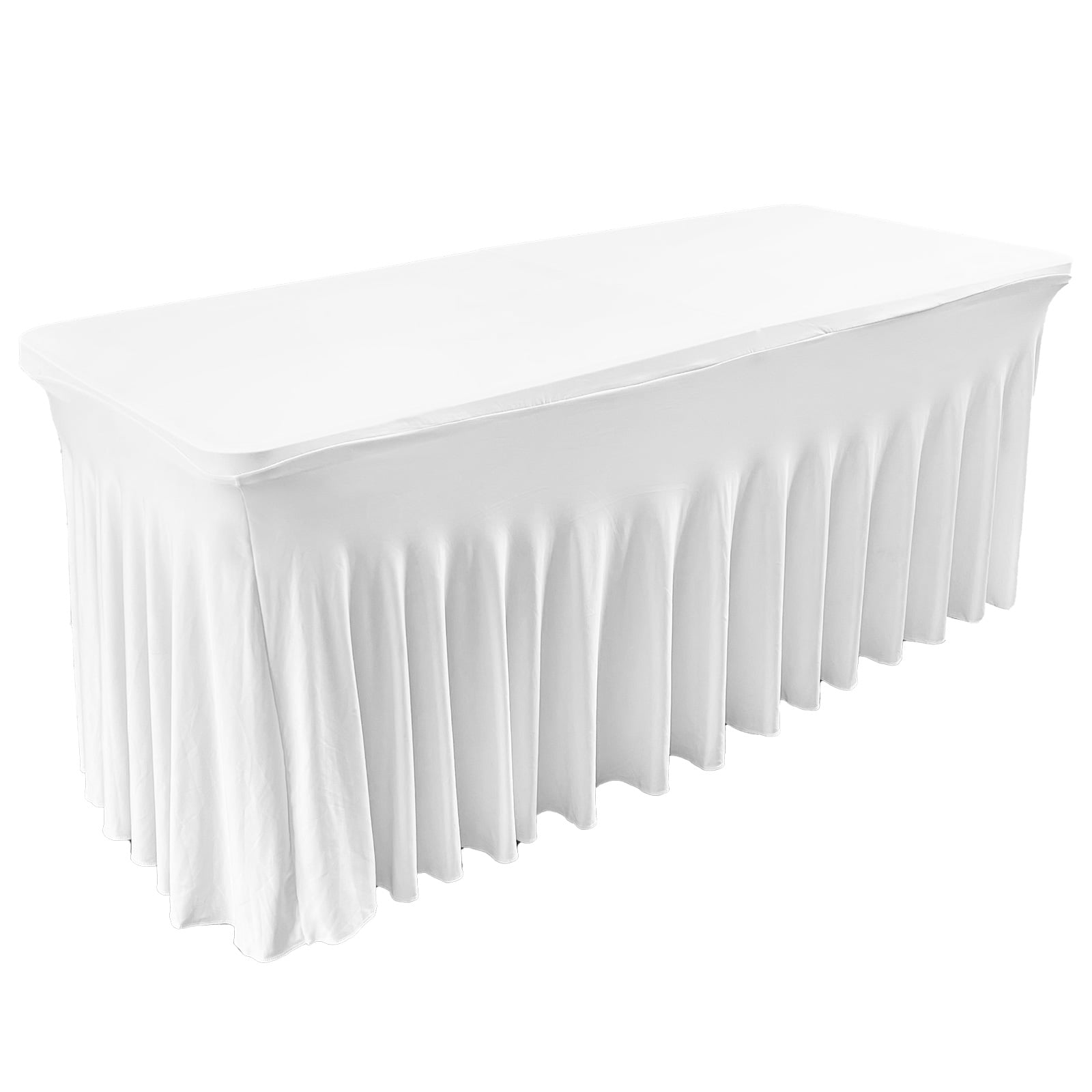 SUNTQ Table Skirt for Rectangle Tables 6ft , Fitted Table Cover for 6 ...