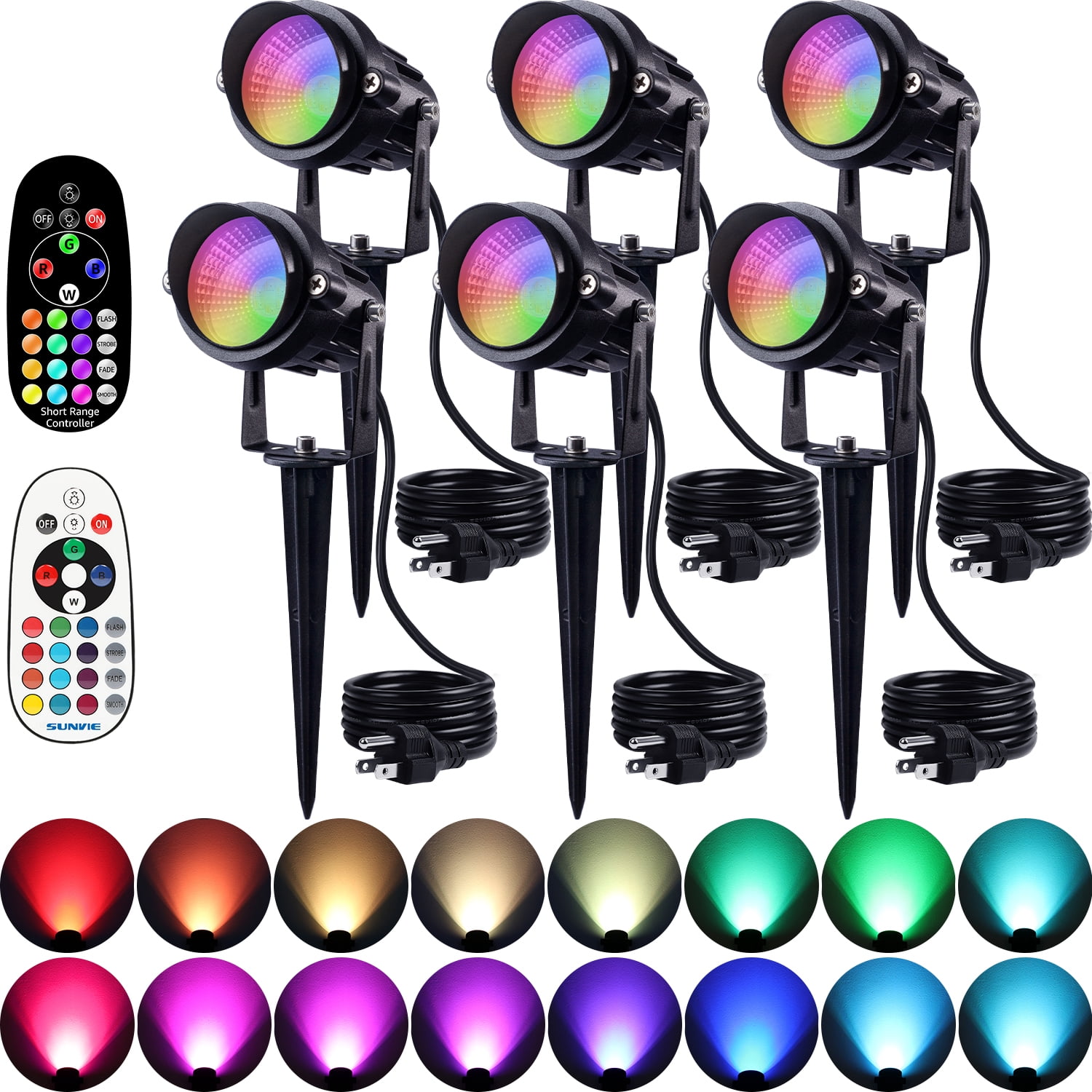 SUNVIE RGBW Christmas Spotlight Outdoor Color Changing LED Landscape ...