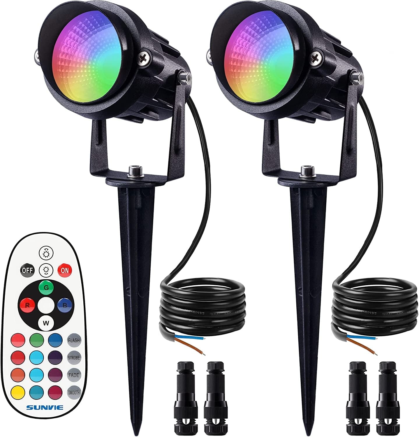 SUNVIE 12W RGB Low Voltage Color Changing Landscape Lights Remote ...