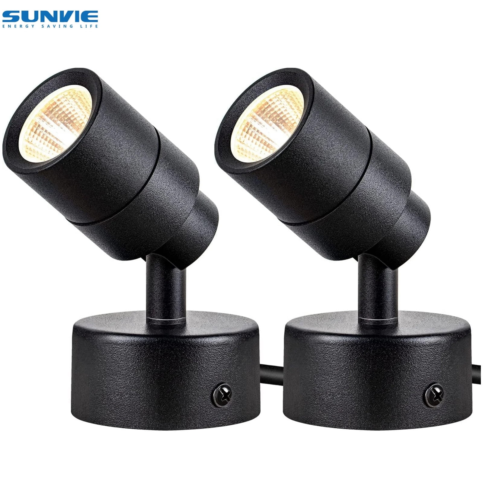 SUNVIE 2 Pack LED Spotlights Indoor, 3W Up Light Floor Lamps, 3000K ...