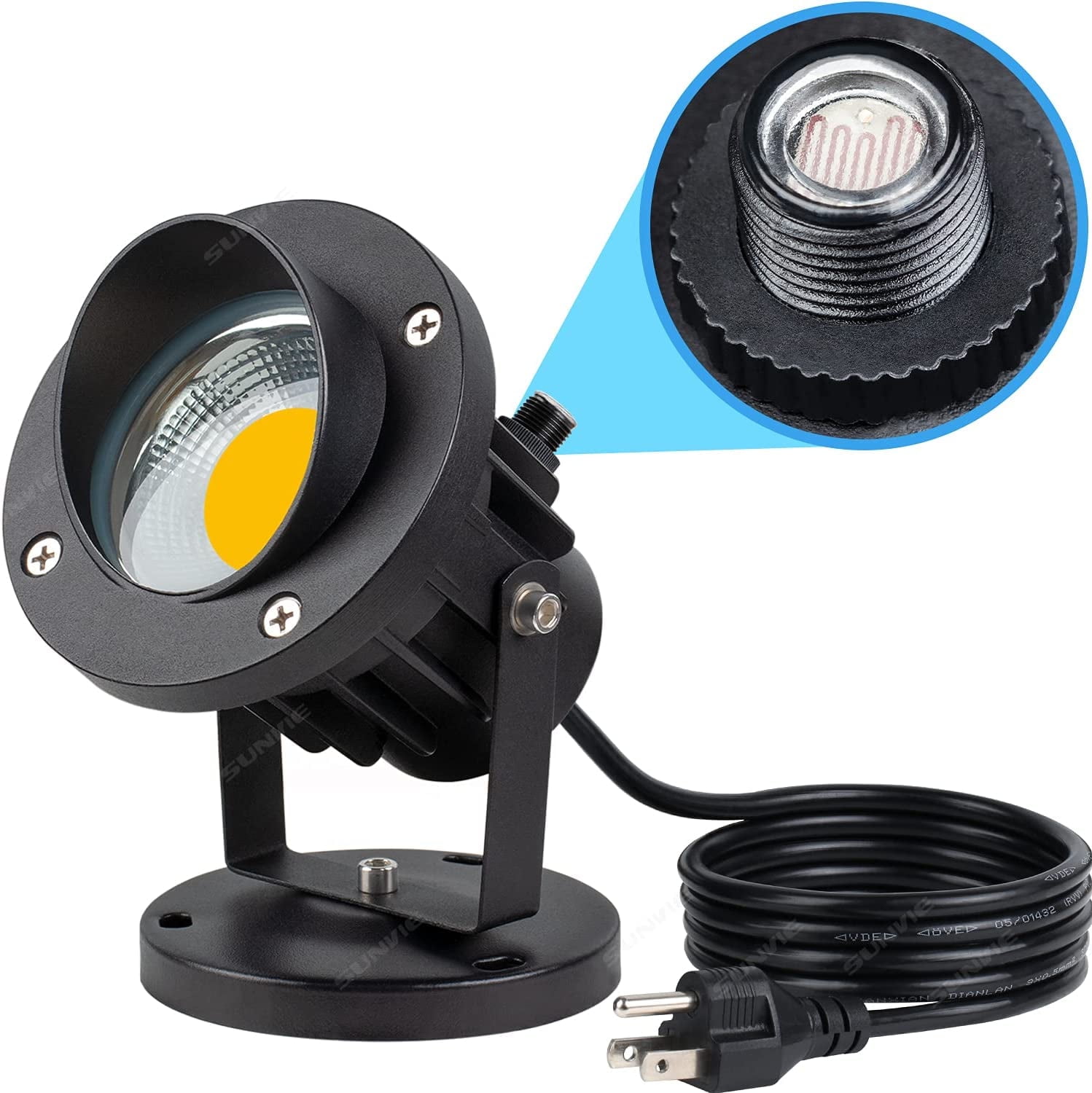 SUNVIE 20W Outdoor LED Spotlight with Photocell Sensor 120V Dusk to ...