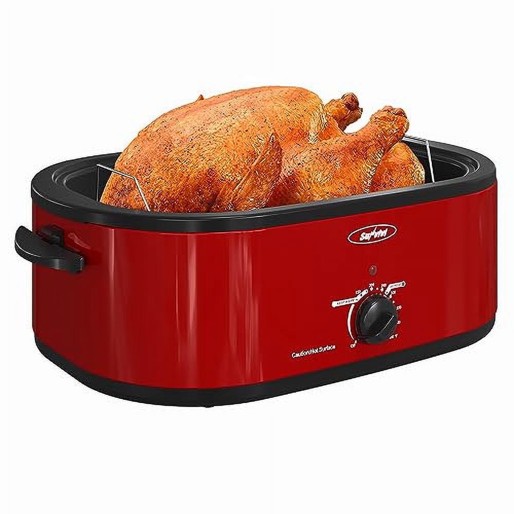 SUNVIVI 18 Quart Turkey Electric Roaster Oven with Self-Basting Lid ...