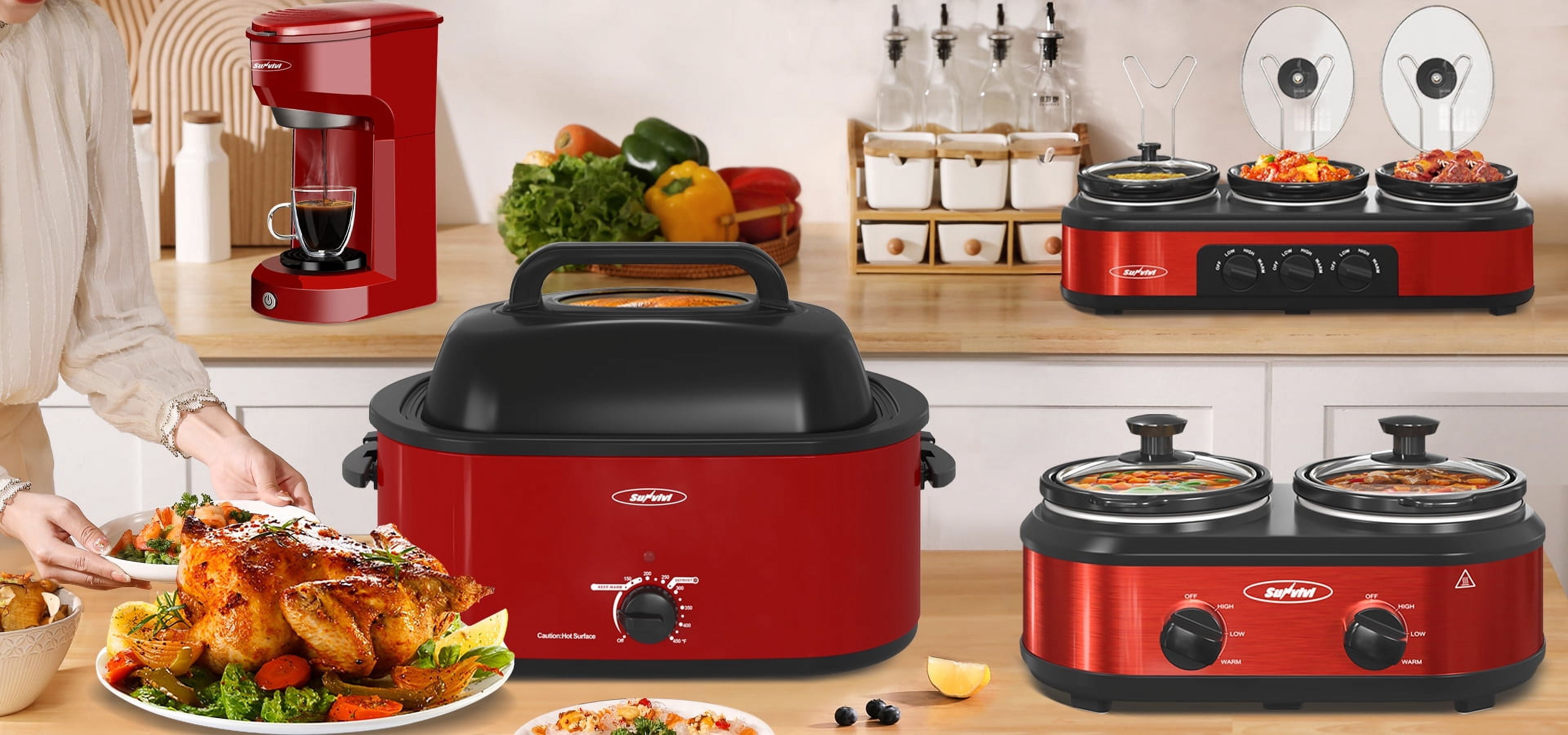 SUNVIVI 24QT Roast Turkey stove with 3-burner slow cooker and 2-burner ...