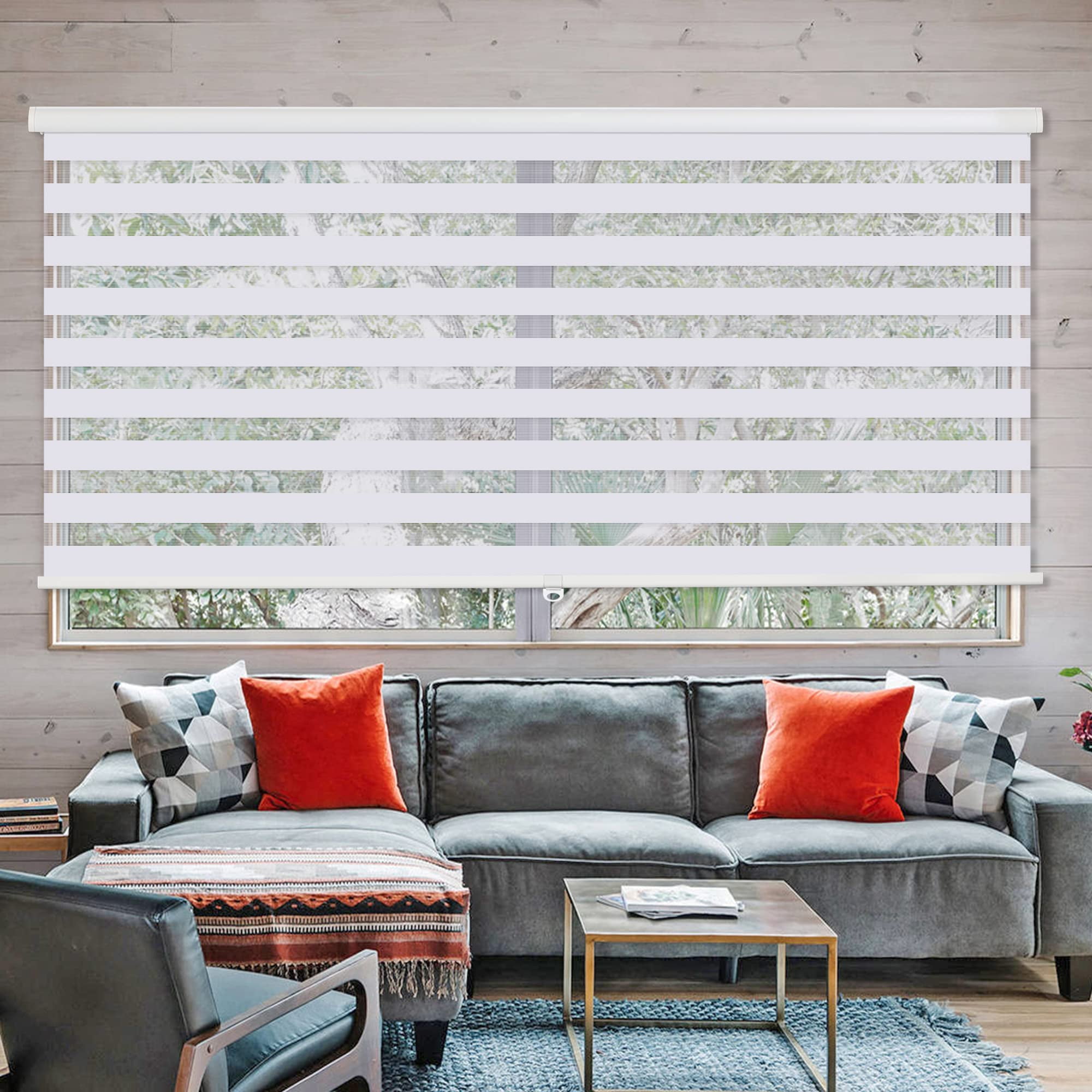 SUNVIVI Cordless Zebra Blinds for Windows, Dual Layer Zebra Roller Shades Blinds for Windows ...