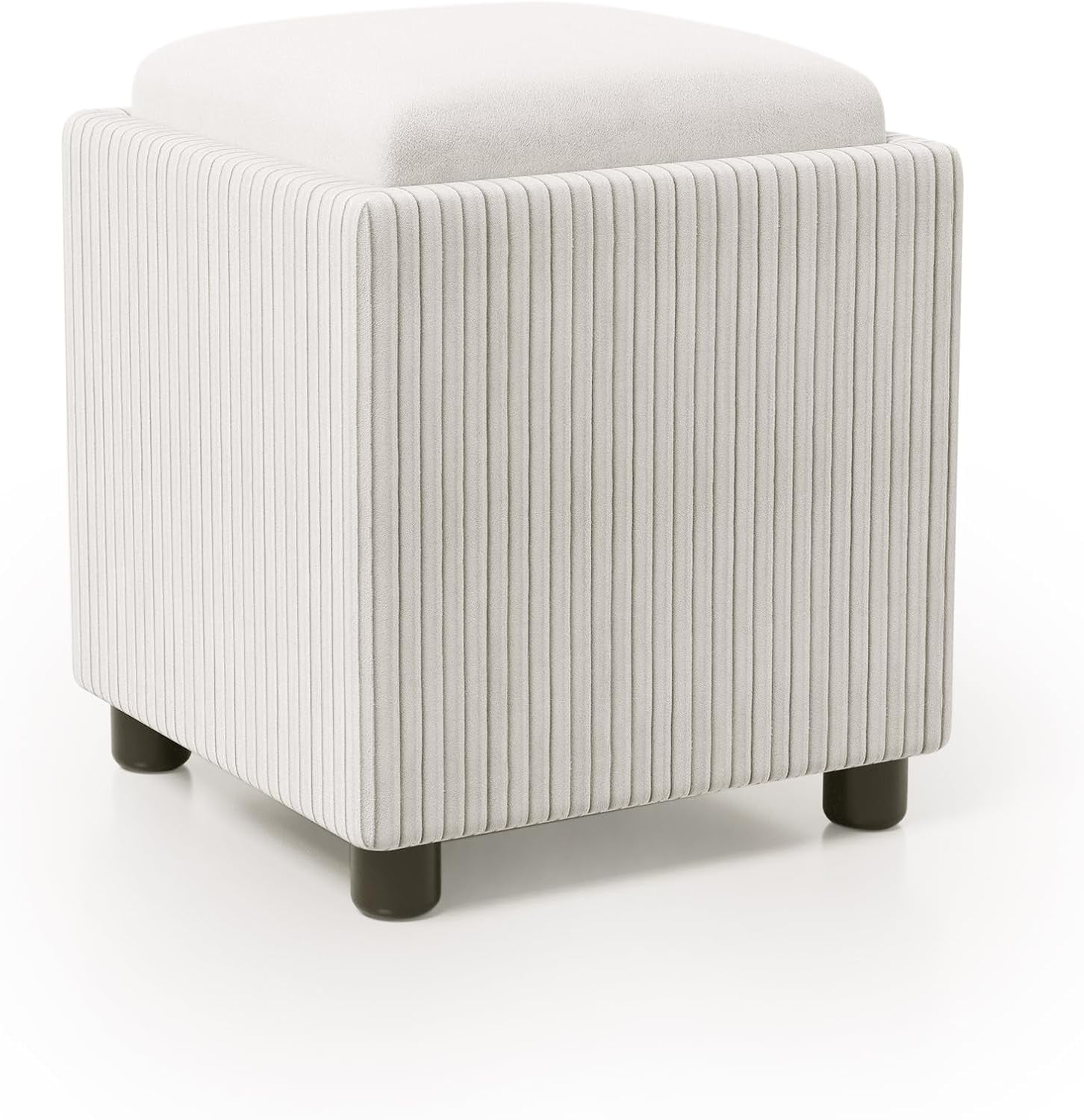 SUNVIVI Storage Ottoman with Solid Wood Tray, Versatile Footrest Stool ...