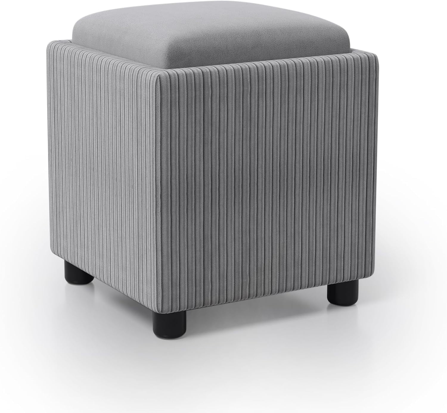 SUNVIVI Storage Ottoman with Solid Wood Tray, Versatile Footrest Stool ...