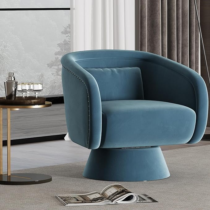 SUNVIVI Swivel Barrel Chair, 360 Degree Swivel Accent Chair, Modern ...