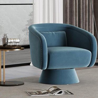 MOONMISS Corduroy Upholstered 360°Swivel Comfortable Round Barrel Chair ...