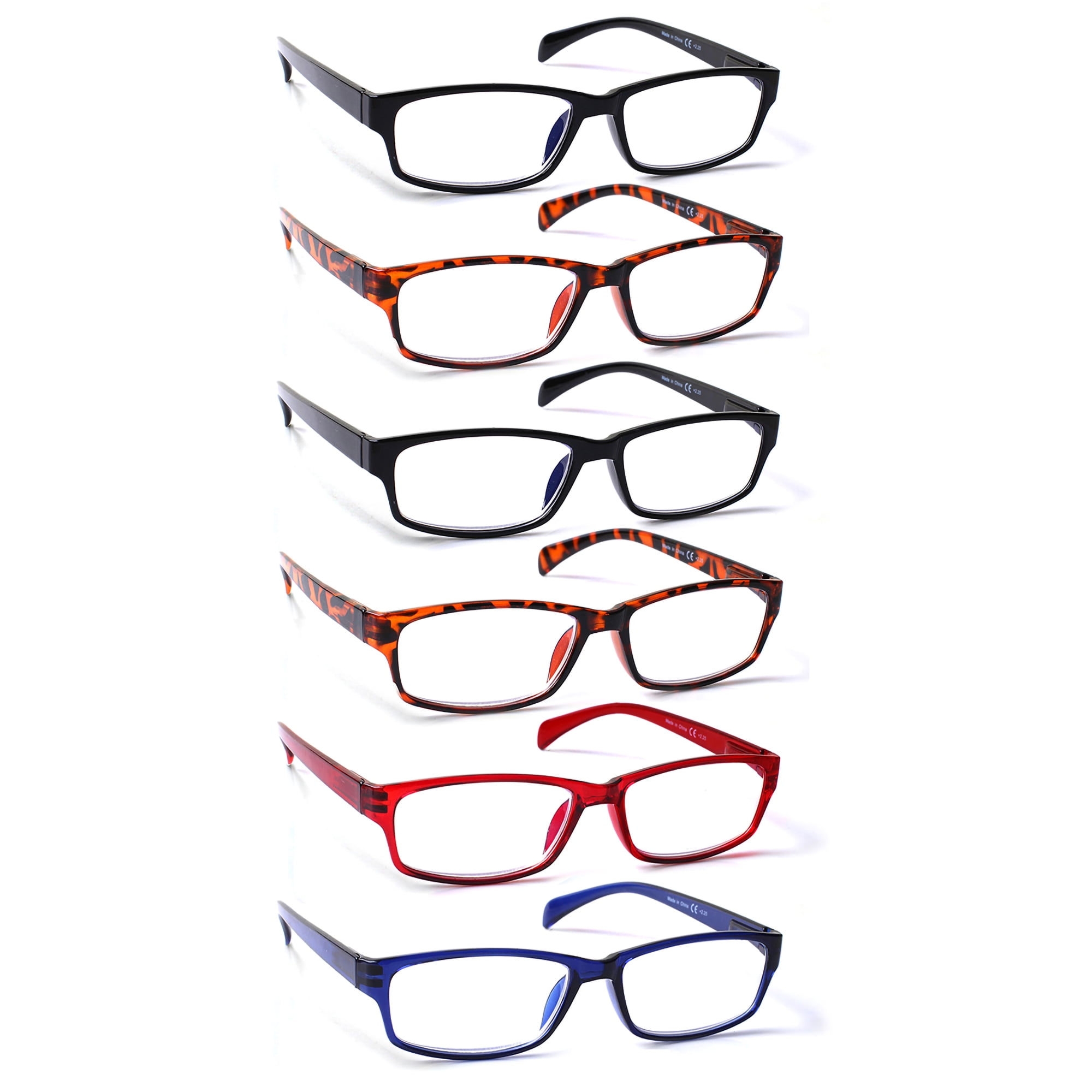 SUNVOES 6 Pack Blue Light Blocking Reading Glasses with Spring Hinge ...