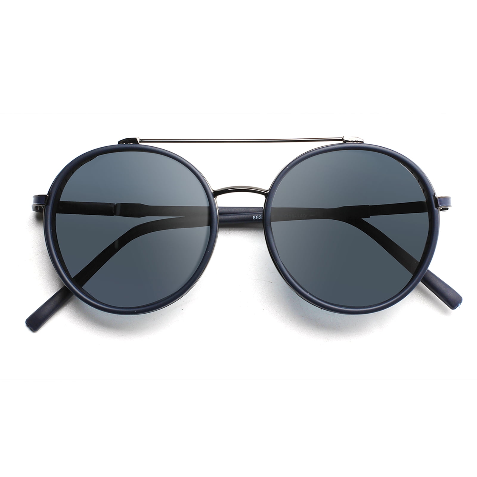 SUNVOES Polarized Sunglasses for Men Women Spring Hinge Round Blue Sun ...