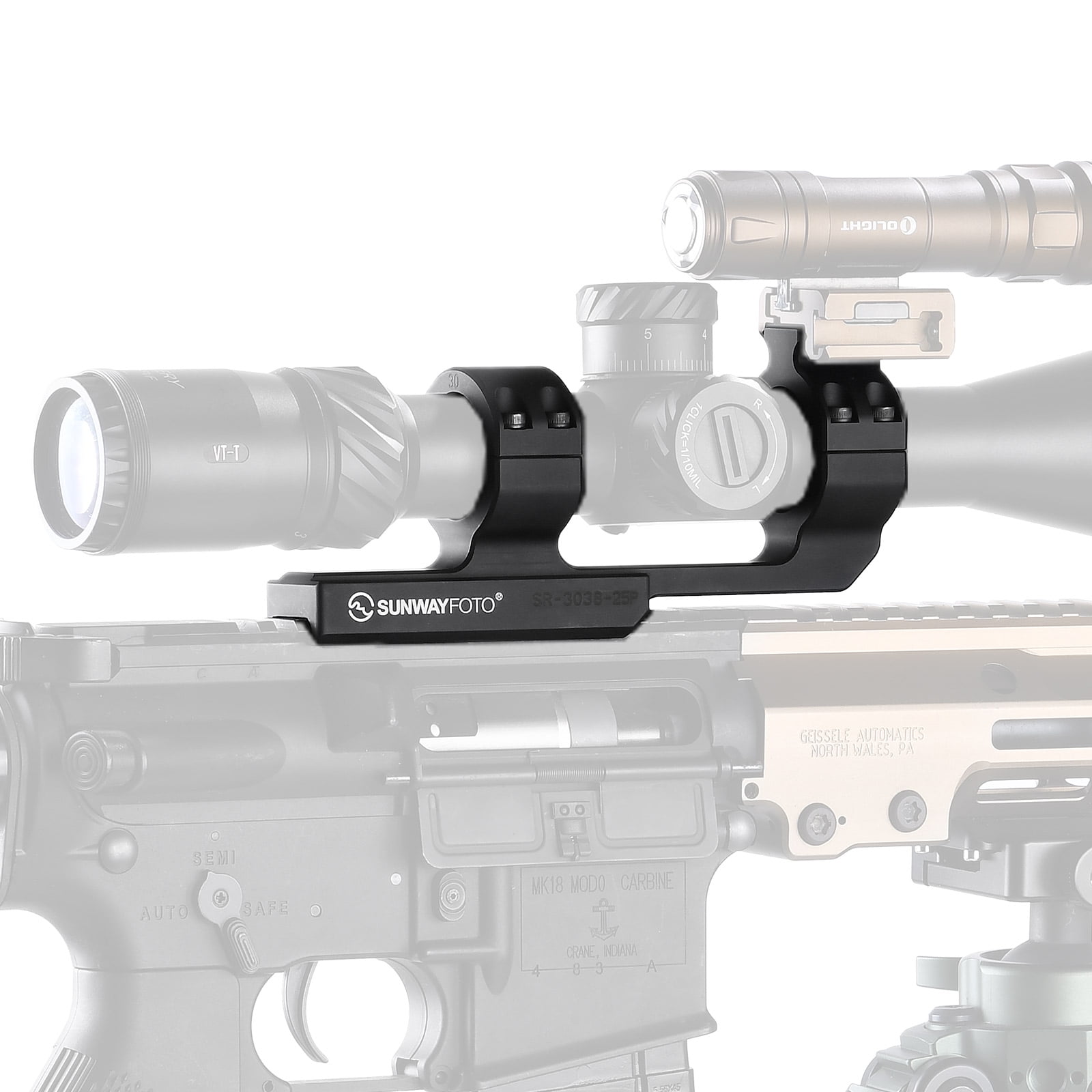 SUNWAYFOTO SR-3038 Series Cantilever Offset Scope Rings,30mm Dual Ring ...