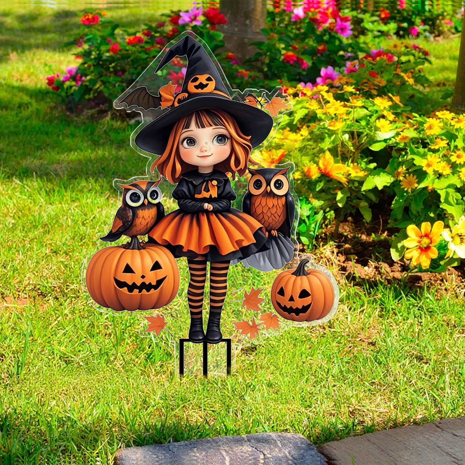 SUNYCUTER Pumpkin Yard Sign Garden Stake Halloween Outdoor Decoration ...