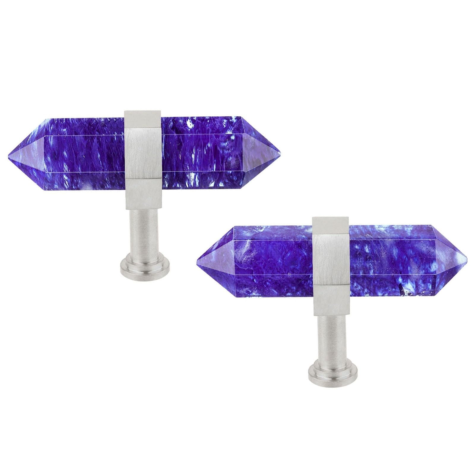 SUNYIK Pack of 2 Blue Smelting Quartz Crystal Point Drawer Knobs with ...