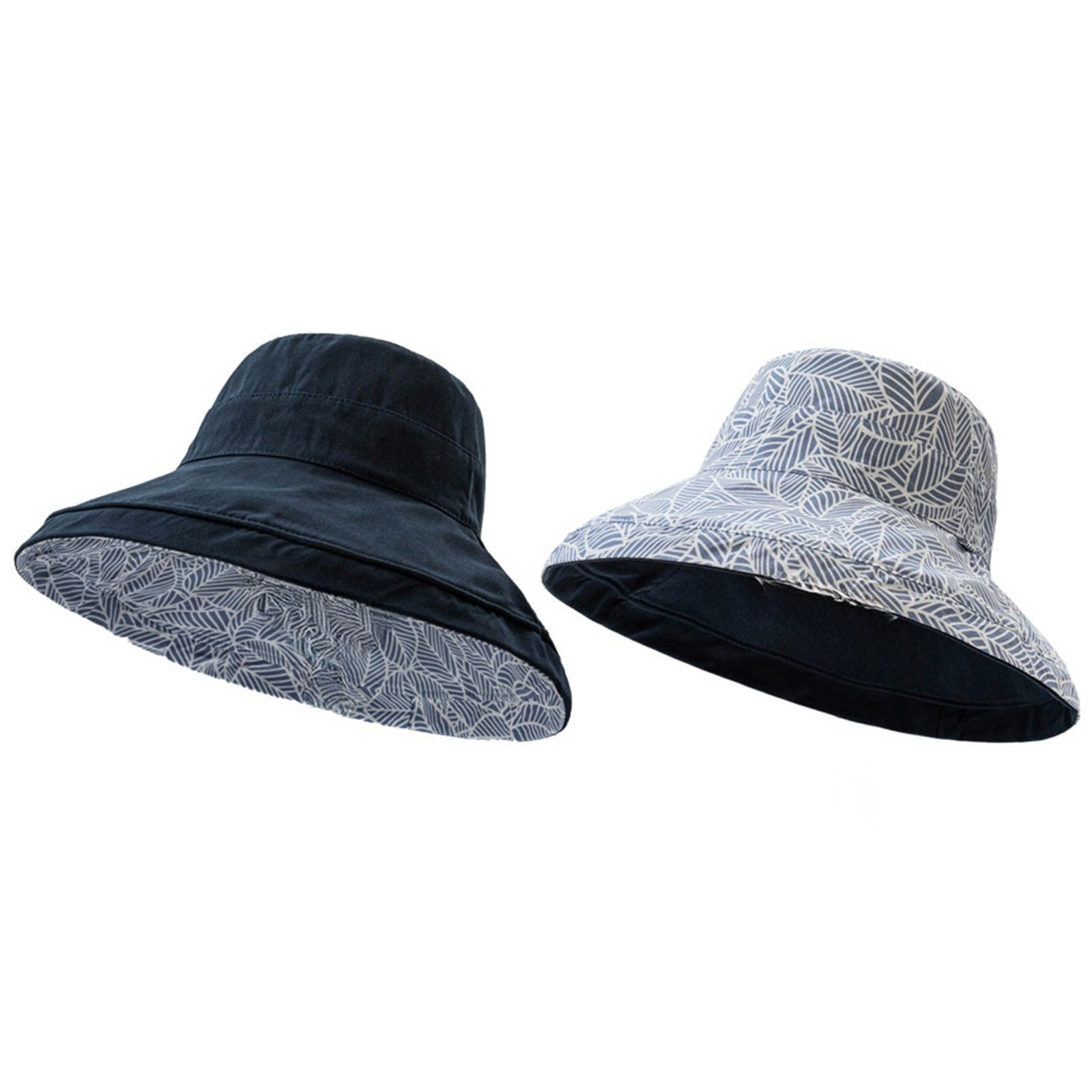 SUNYIWENIP Sun Hats For Women Reversible Solid Leaf Print Packable Sun ...
