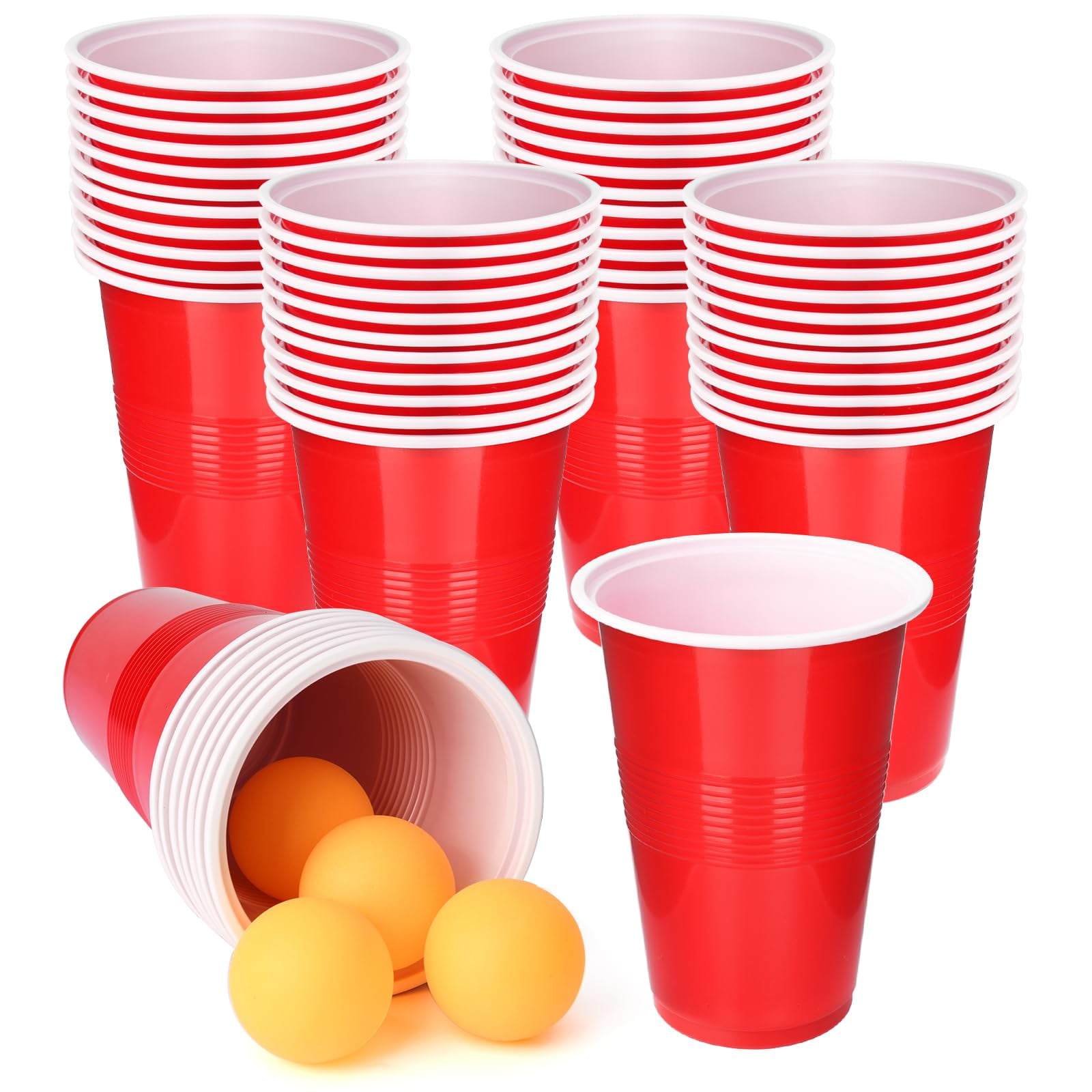 SUNYIWJIE Cup Pong Game Set 22 Pcs 16 Oz Plastic Party Cups with 4 Pcs ...
