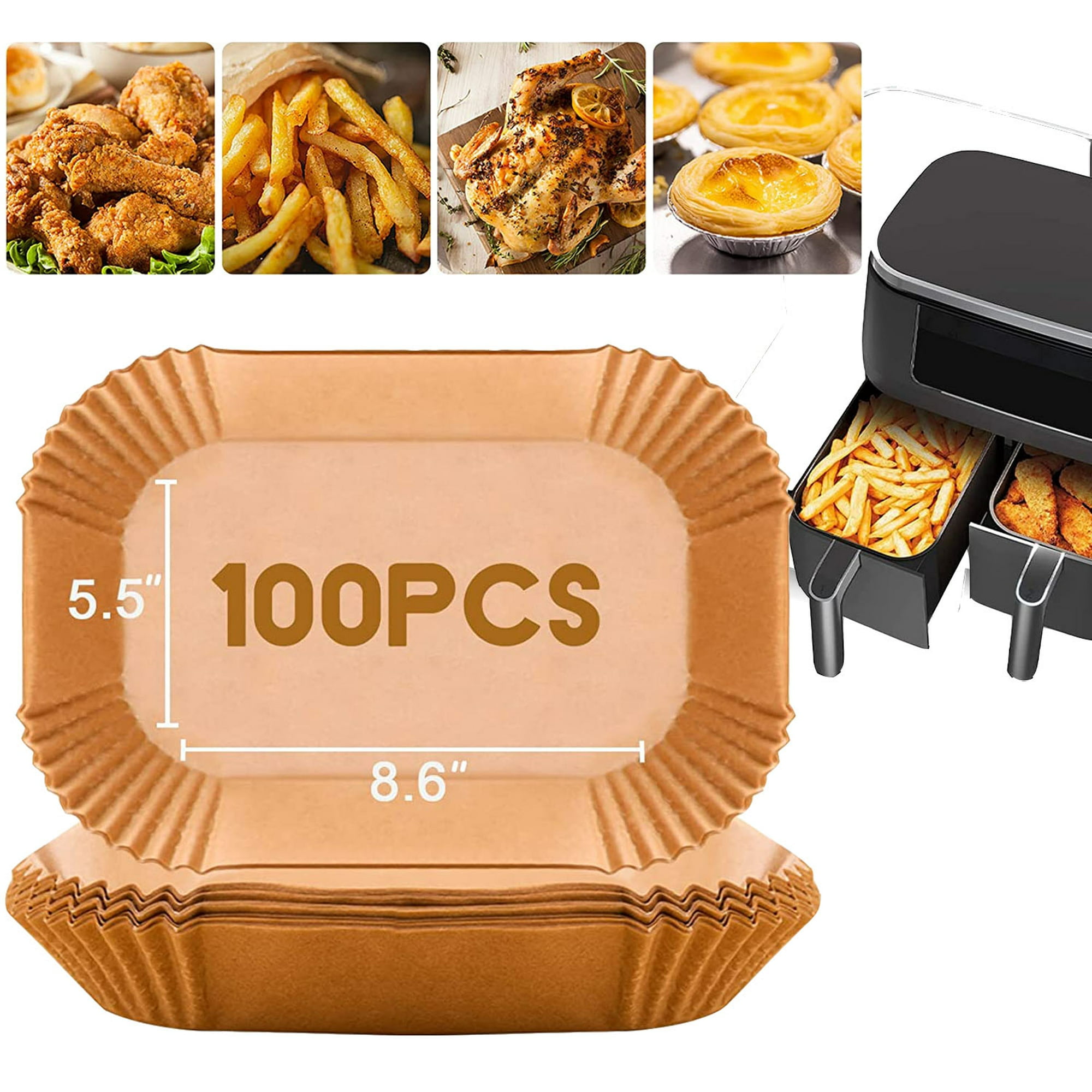 SUNYOK 100 Pcs Air Fryer Liners, 8.6in Rectangle Non-Stick Air Fryer ...