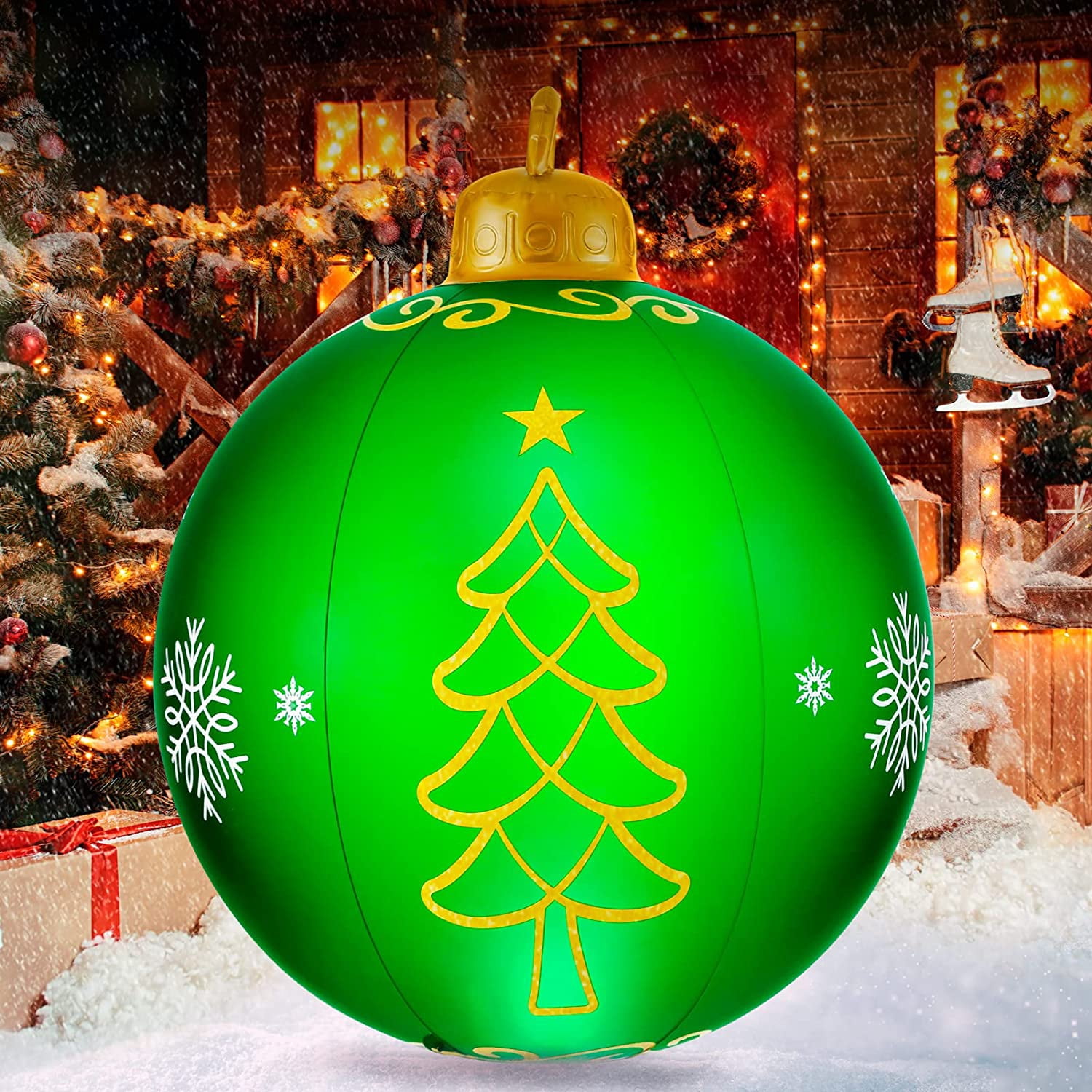 SUNYOK Christmas Inflatables Ornament Ball, 24" Oversize Large PVC ...