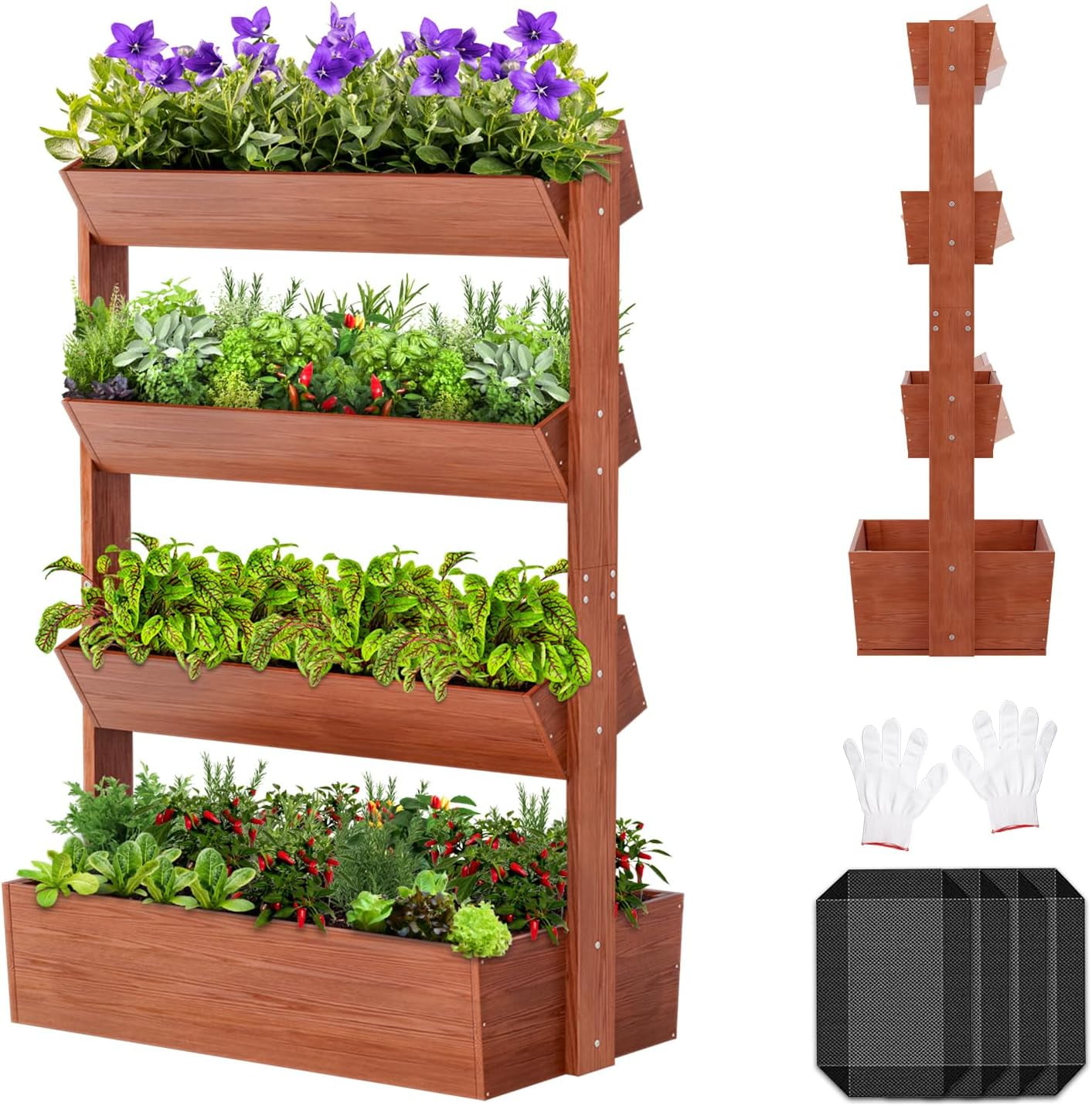 SUNYRISY 4 Tiers Vertical Wooden Raised Garden Bed Outdoor ...