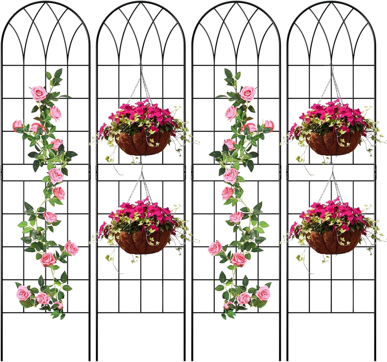 SUNYRISY 4Pack Metal Garden Trellis for Climbing Plants Outdoor, Metal ...
