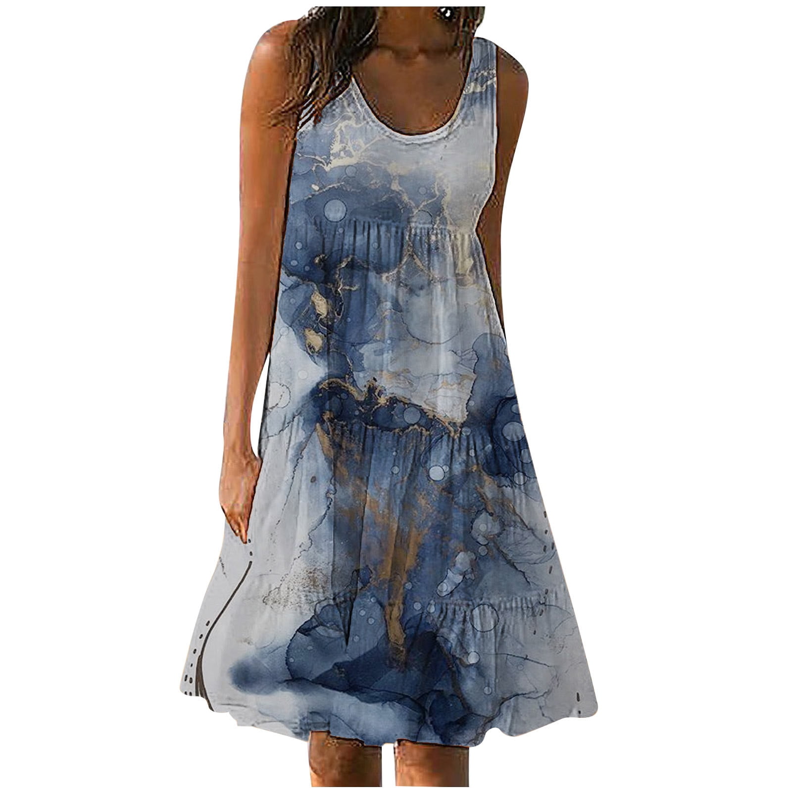 SUNYUAN Womens Dresses Clearance Plus Size Fashion Women Casual Sexy Square Neck Printing ...