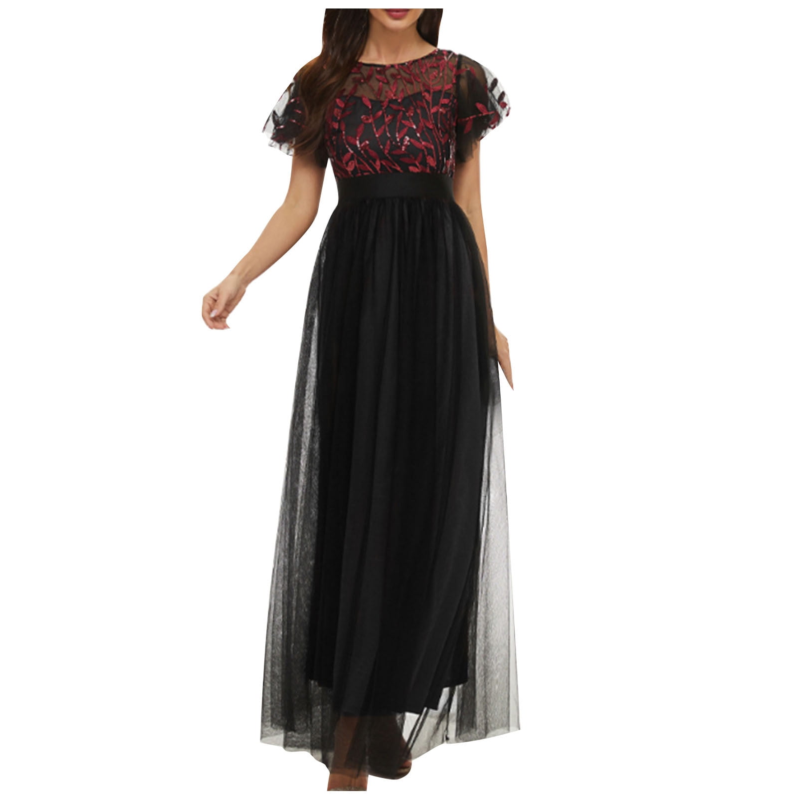SUNYUAN Womens Dresses Clearance Plus Size Spring and Summer Round Neck ...