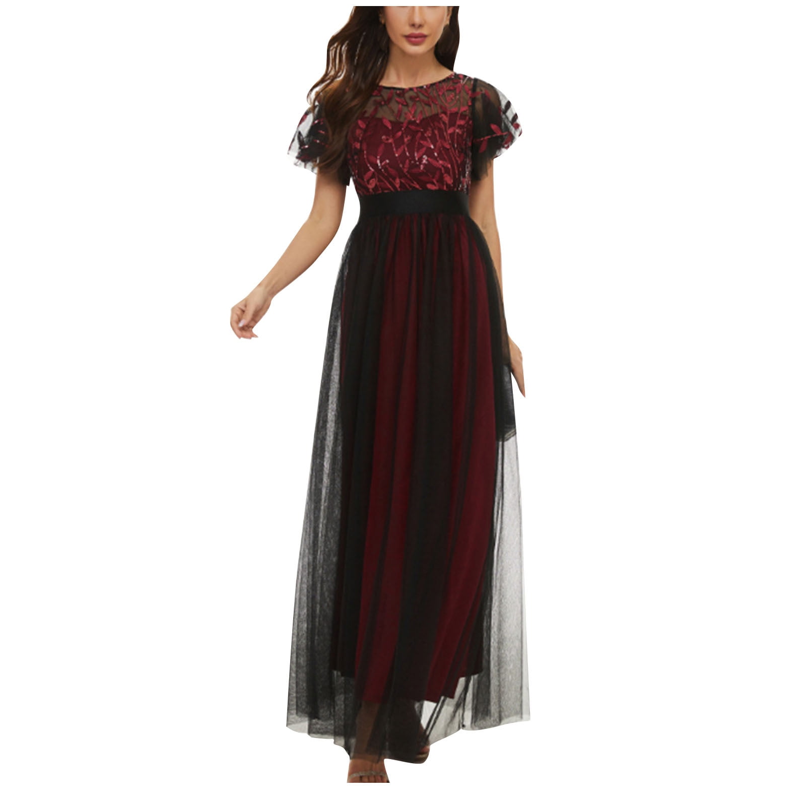 SUNYUAN Womens Dresses Clearance Plus Size Spring and Summer Round Neck ...