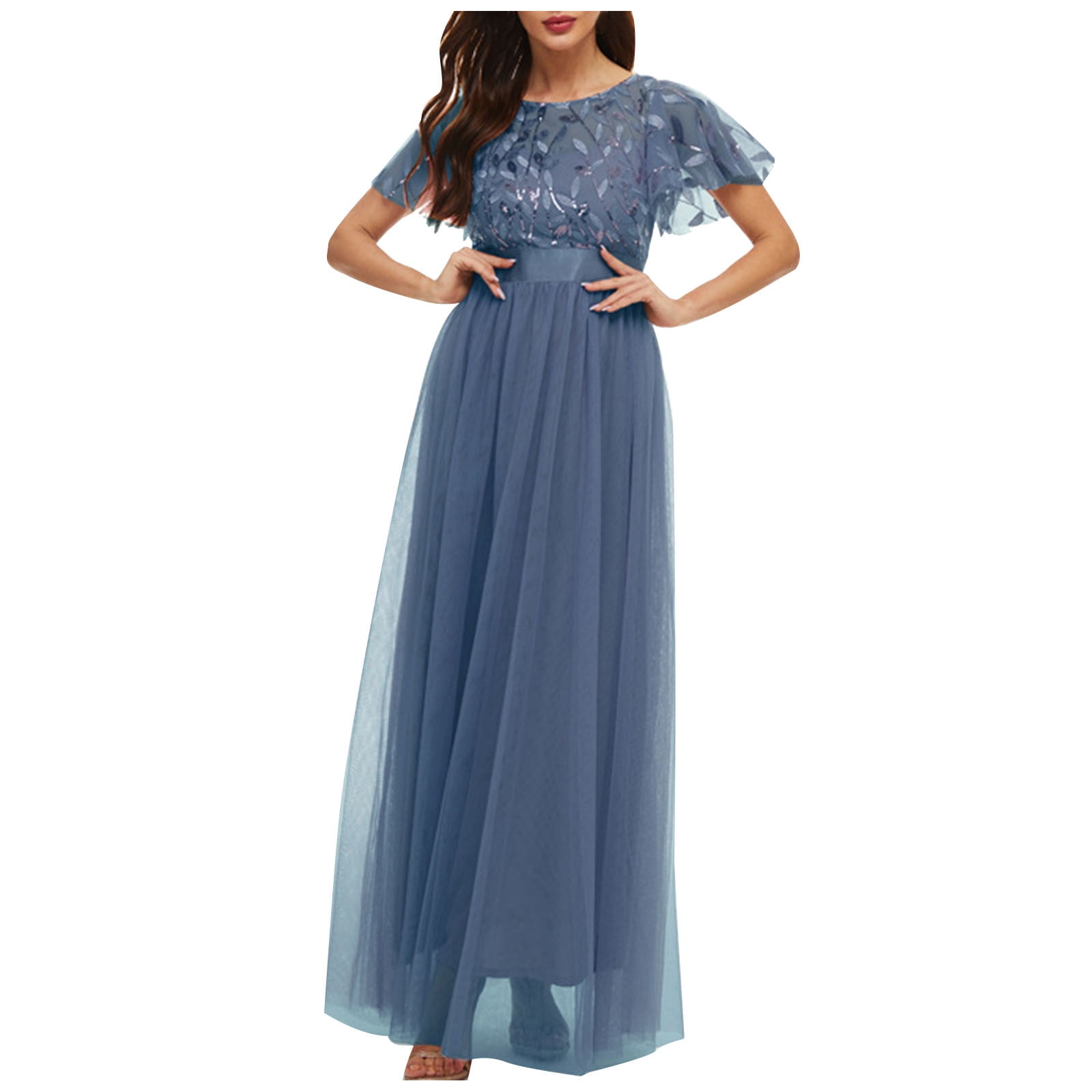 SUNYUAN Womens Dresses Clearance Plus Size Spring and Summer Round Neck ...