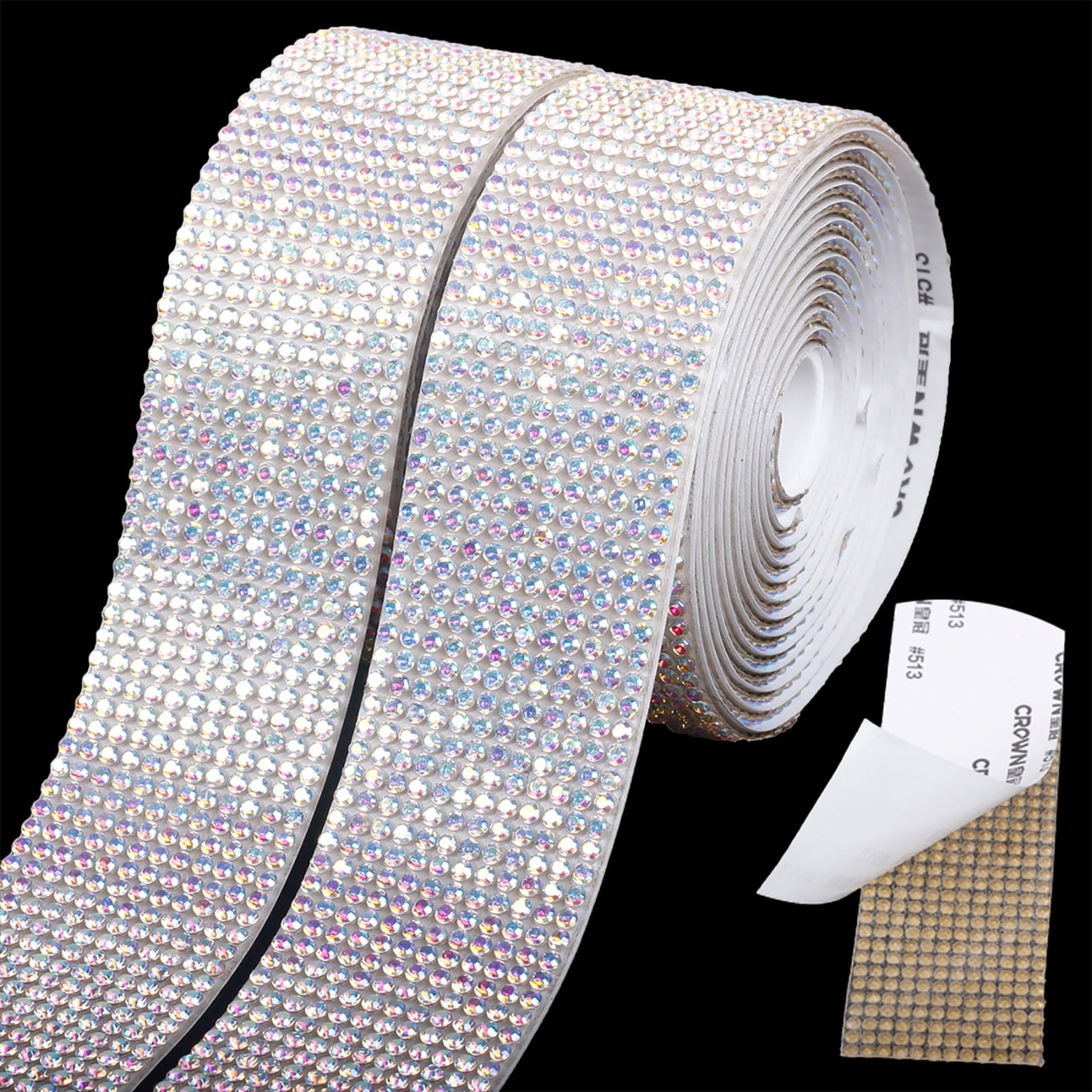 SUNYUN Well 2 Rolls 4 Yards Sparkle Shiny Crystal Diamond Self-Adhesive ...