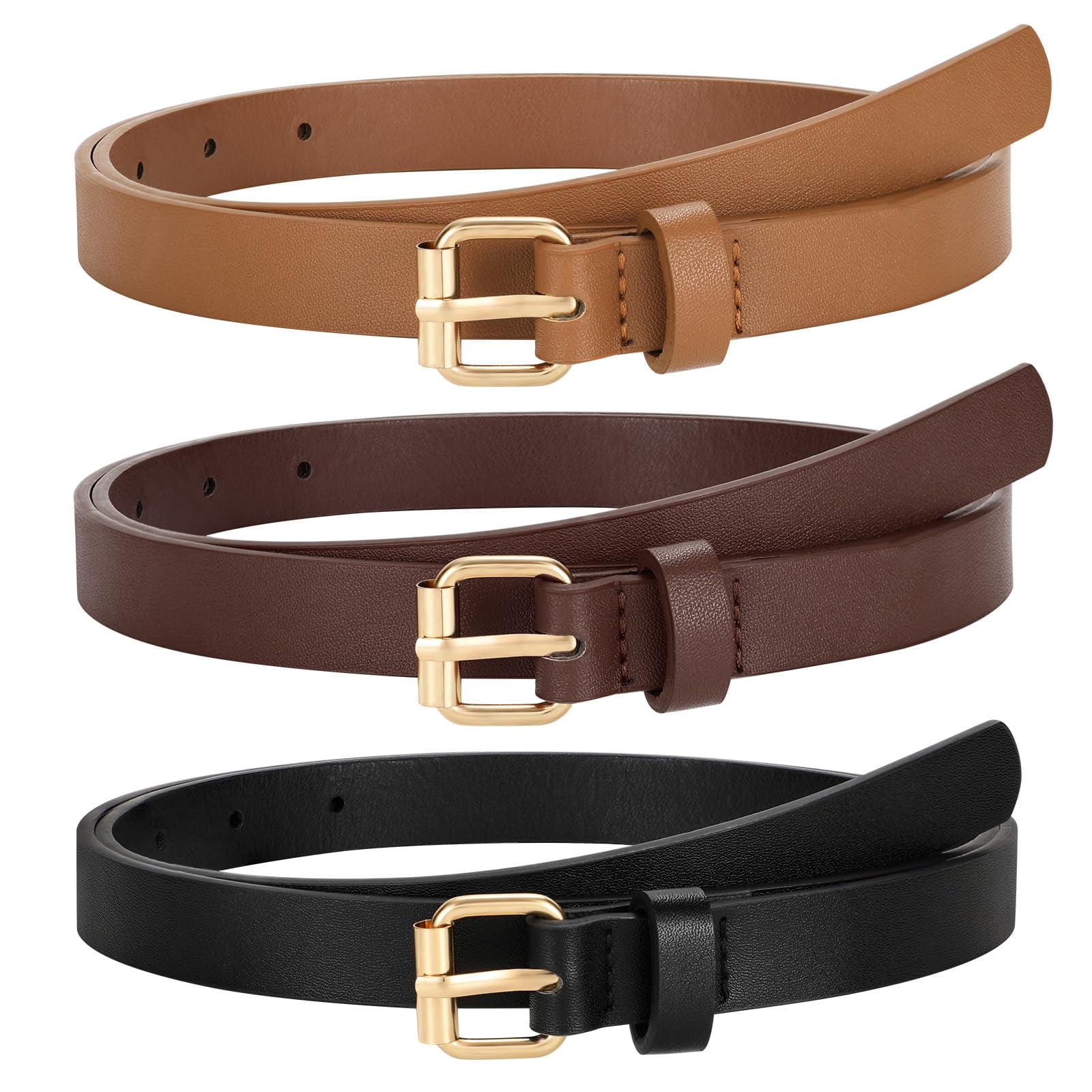 SUODEY Gold Buckle Women Belts Skinny Ladies Leather Belt for Dress ...