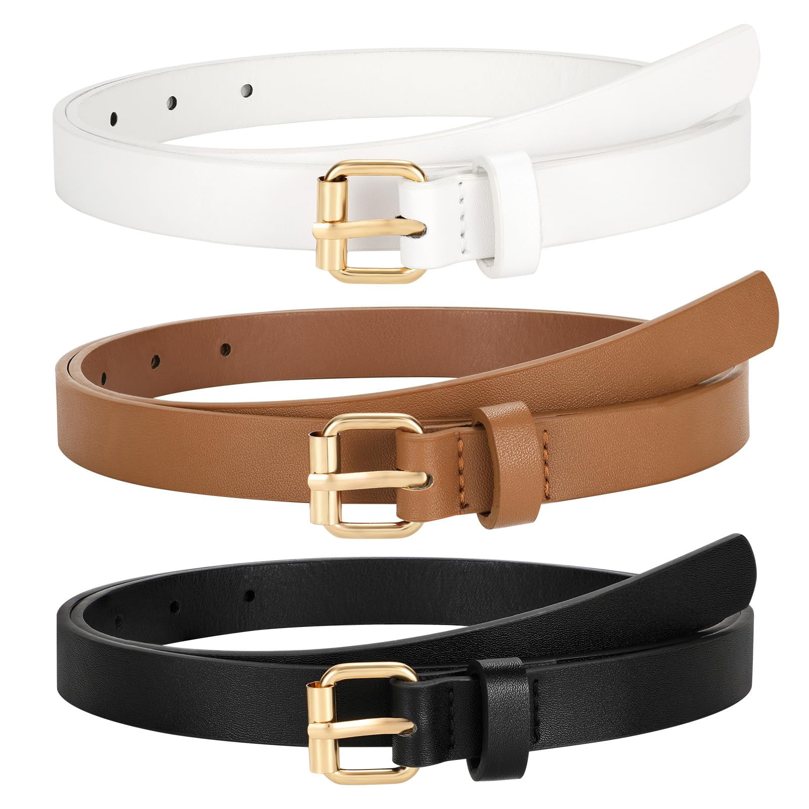 SUODEY Gold Buckle Women Belts Skinny Ladies Leather Belt for Dress ...