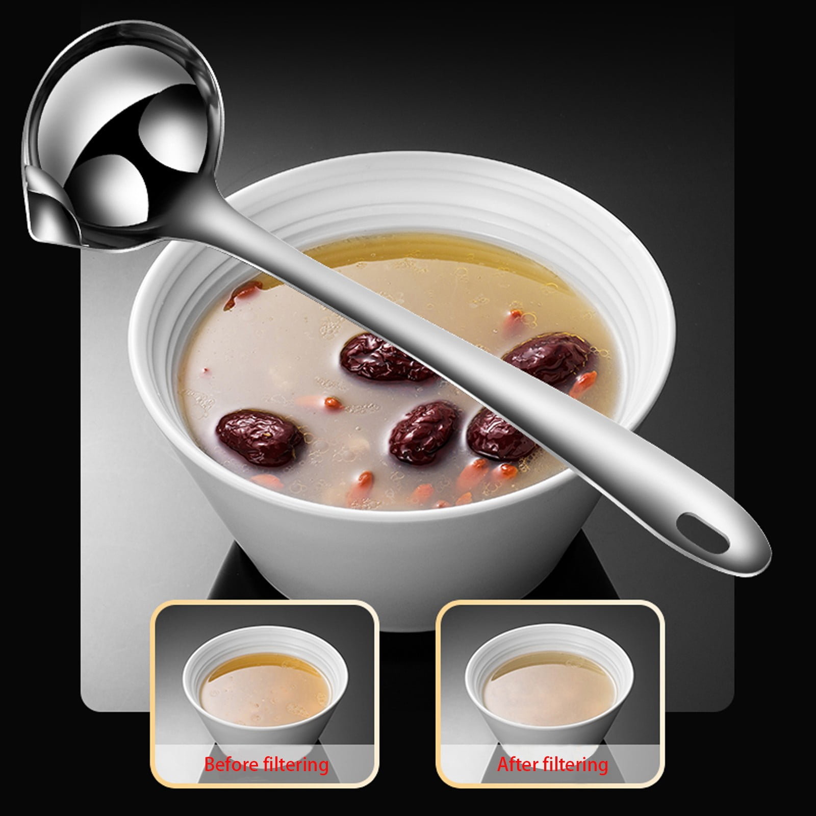 SUOKL Dinner Spoons Stainless steel grease trap oil soup separation ...