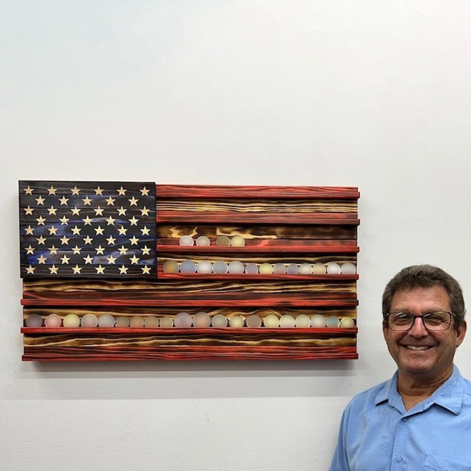 SUOKL Storage Shelves American Flag Challenge Display Handmade Memorial ...