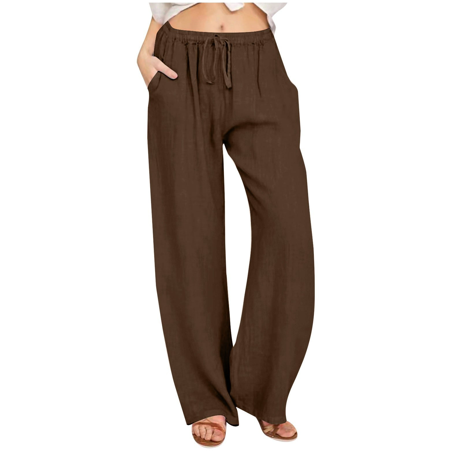SUOKOM Womens Slacks Women's Relaxed Fit Straight Leg Pants Solid ...