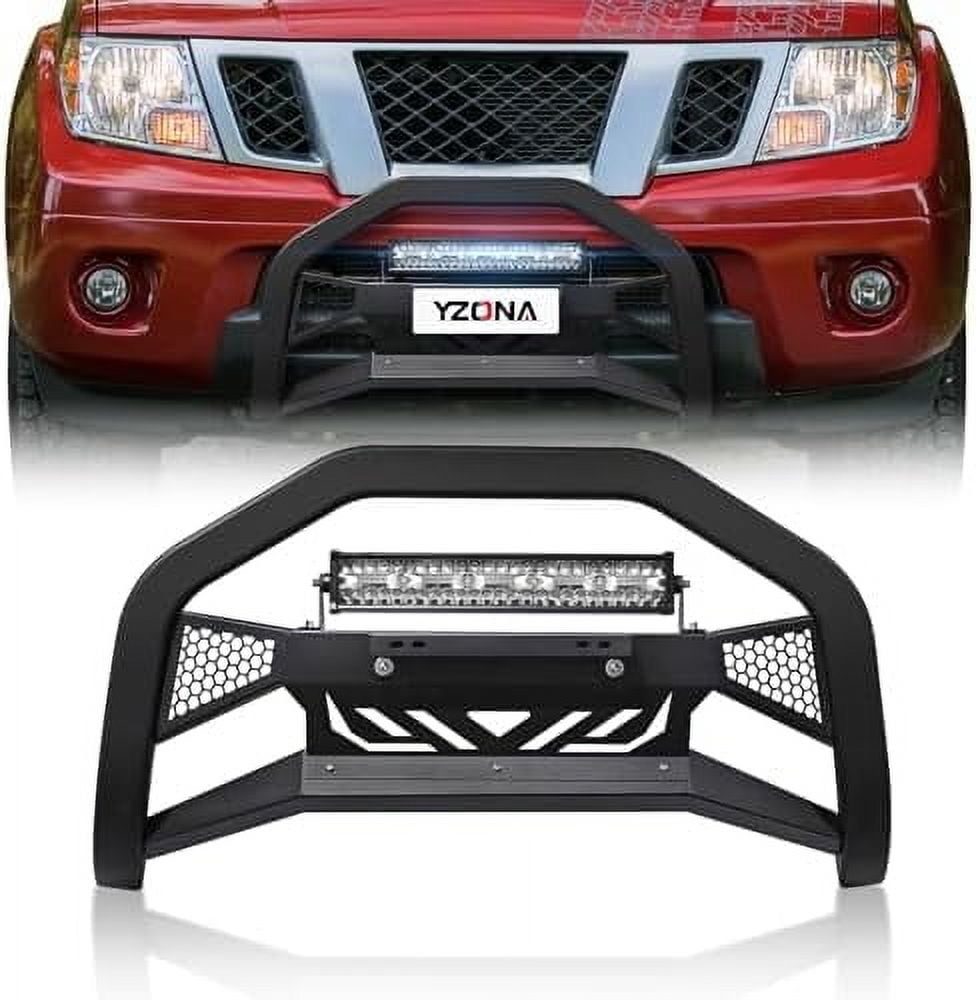 SUORTO Black Bull Bar with Bar & License Plate Frame, Front Guard ...