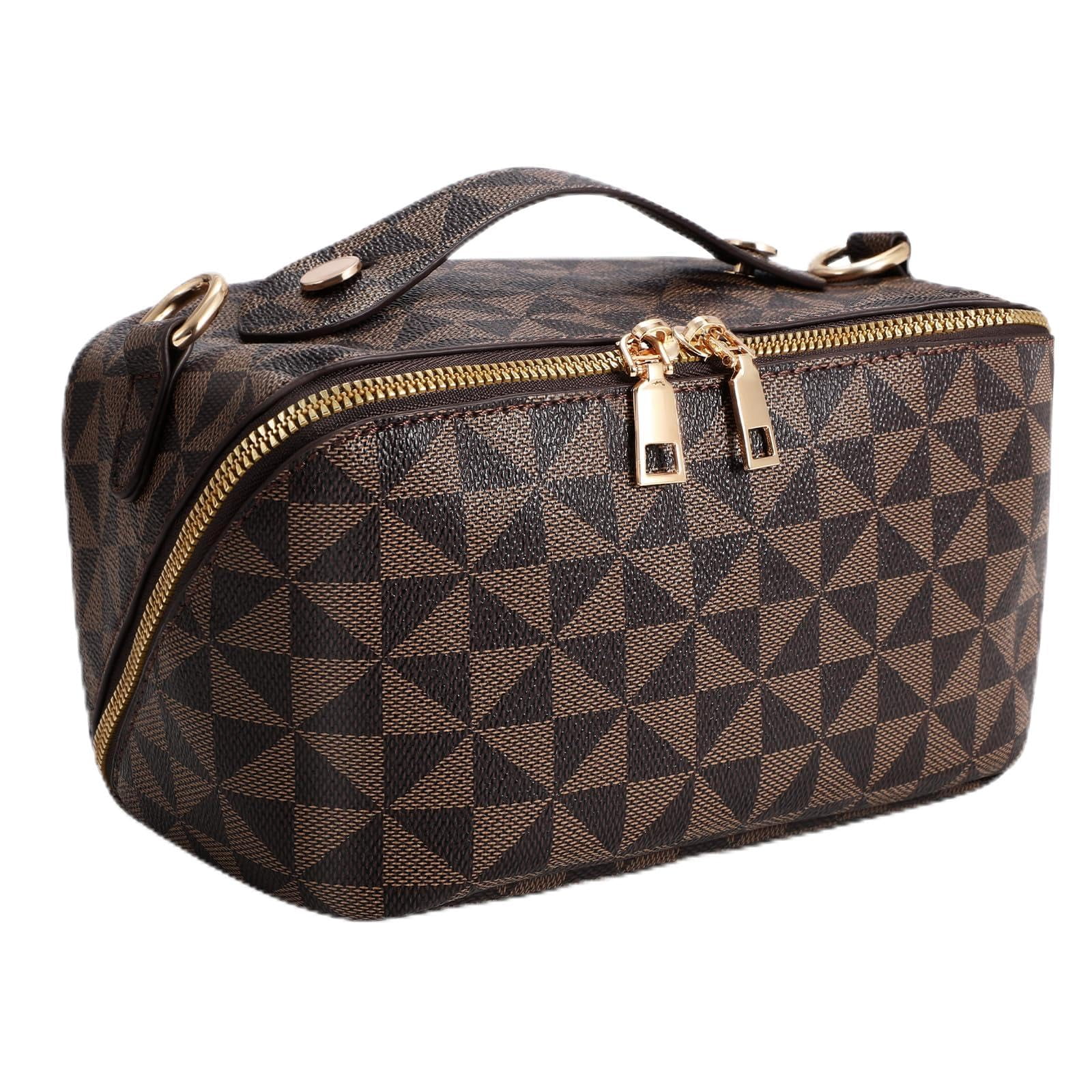 SUOSDEY 2 in 1 Crossbody Makeup Bag,Large Capacity Luxury Leather ...