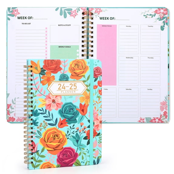 SUOSDEY 2024-2025 Undated Weekly Planner,Hardcover Notebook with Flower ...