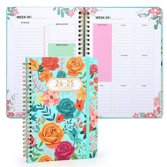 SUOSDEY 2024-2025 Undated Weekly Planner,Hardcover Notebook with Flower ...