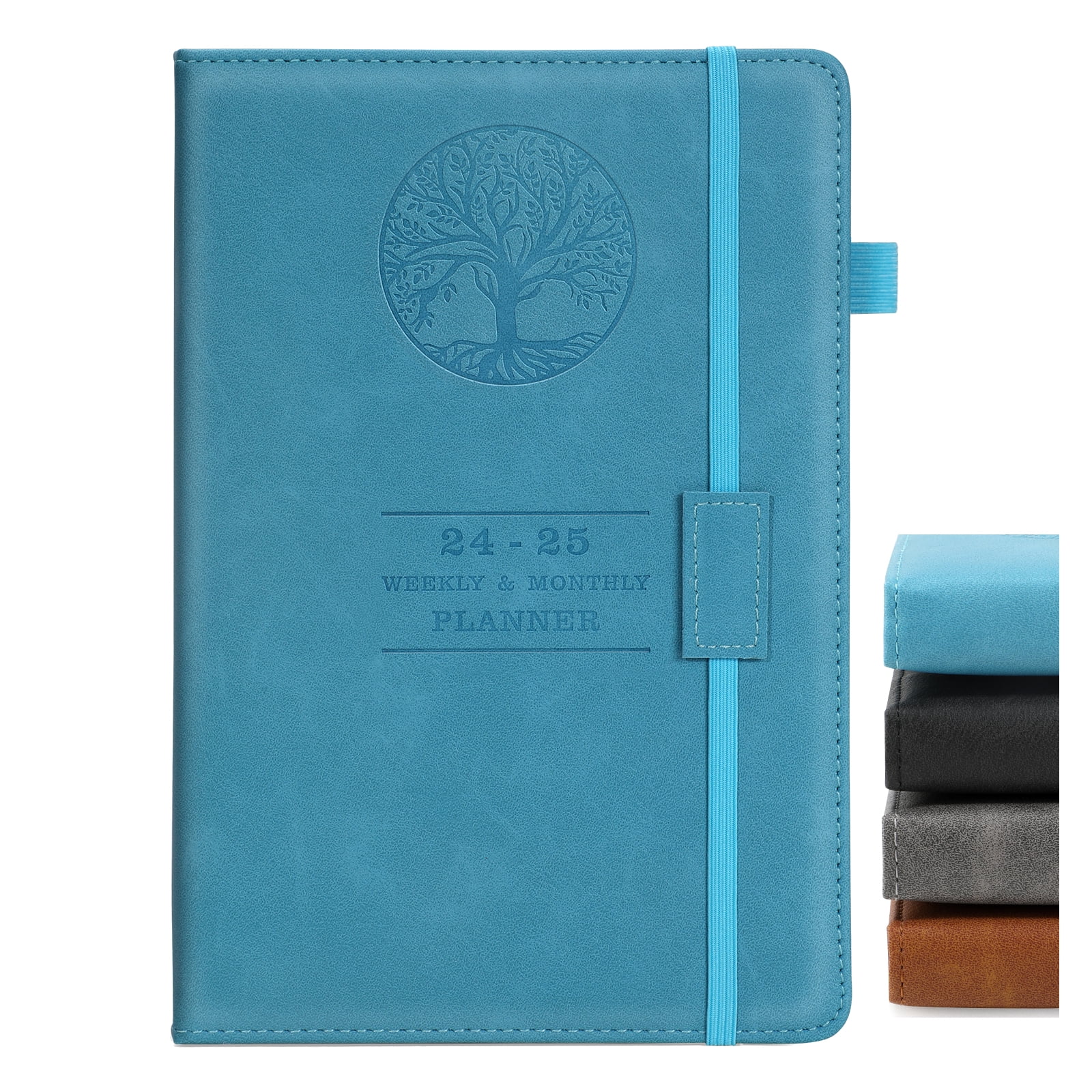 SUOSDEY Blue 2024-2025 Leather Calendar Notebook(JUL.2024-JUN.2025 ...