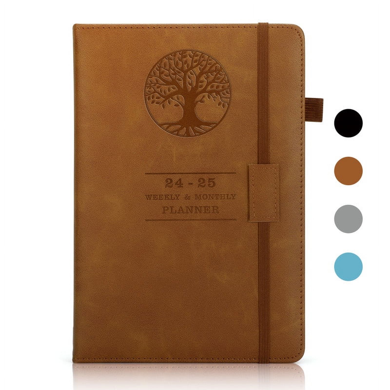 SUOSDEY Brown 2024 Leather Calendar Notebook,Weekly Monthly Appointment ...