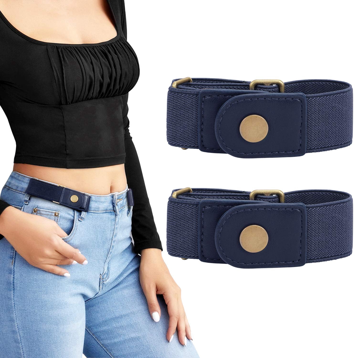 SUOSDEY Buckle Free Belt for Men Women Elastic Side Belt for Jeans 2 ...