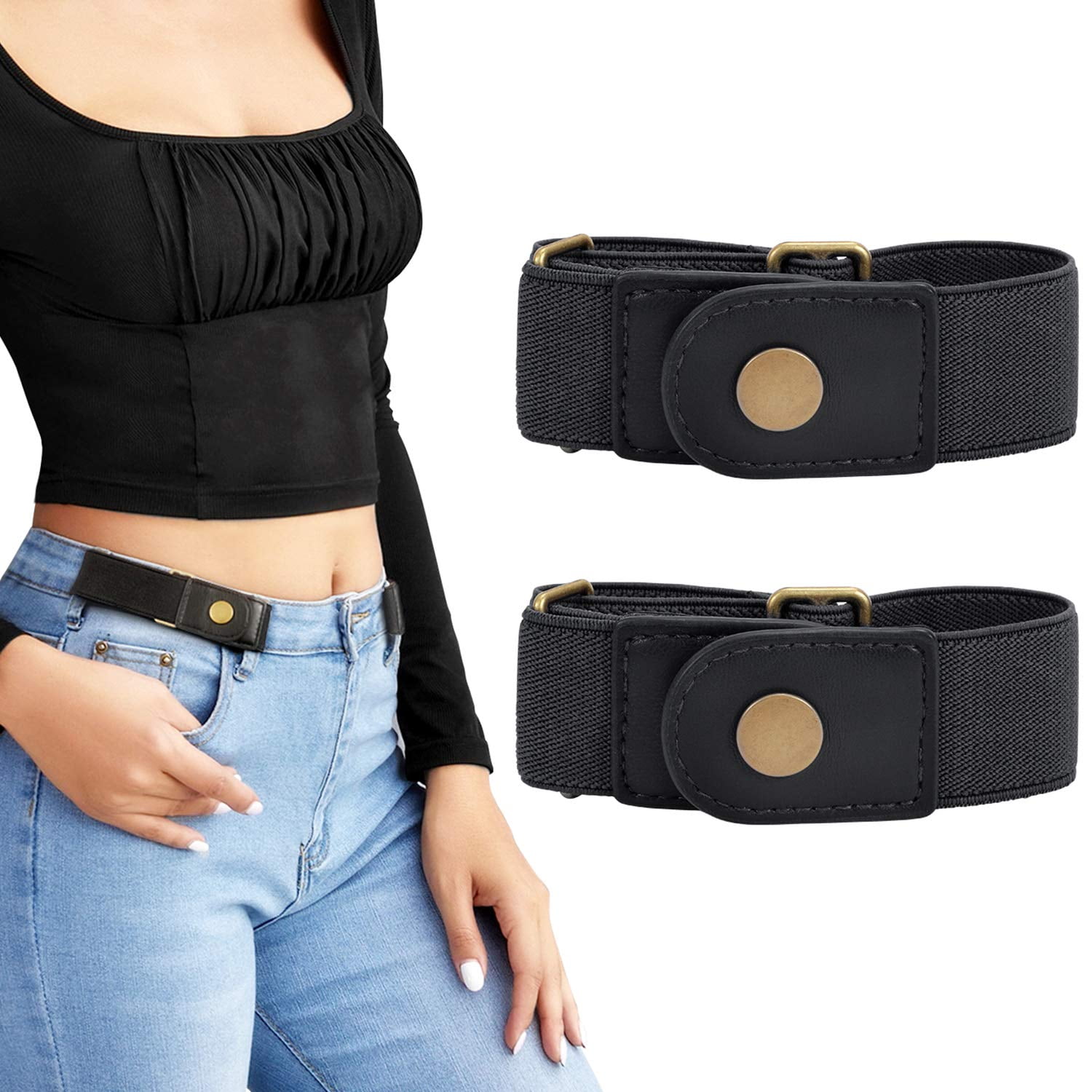 SUOSDEY Buckle Free Belt for Men Women Elastic Side Belt for Jeans 2 ...