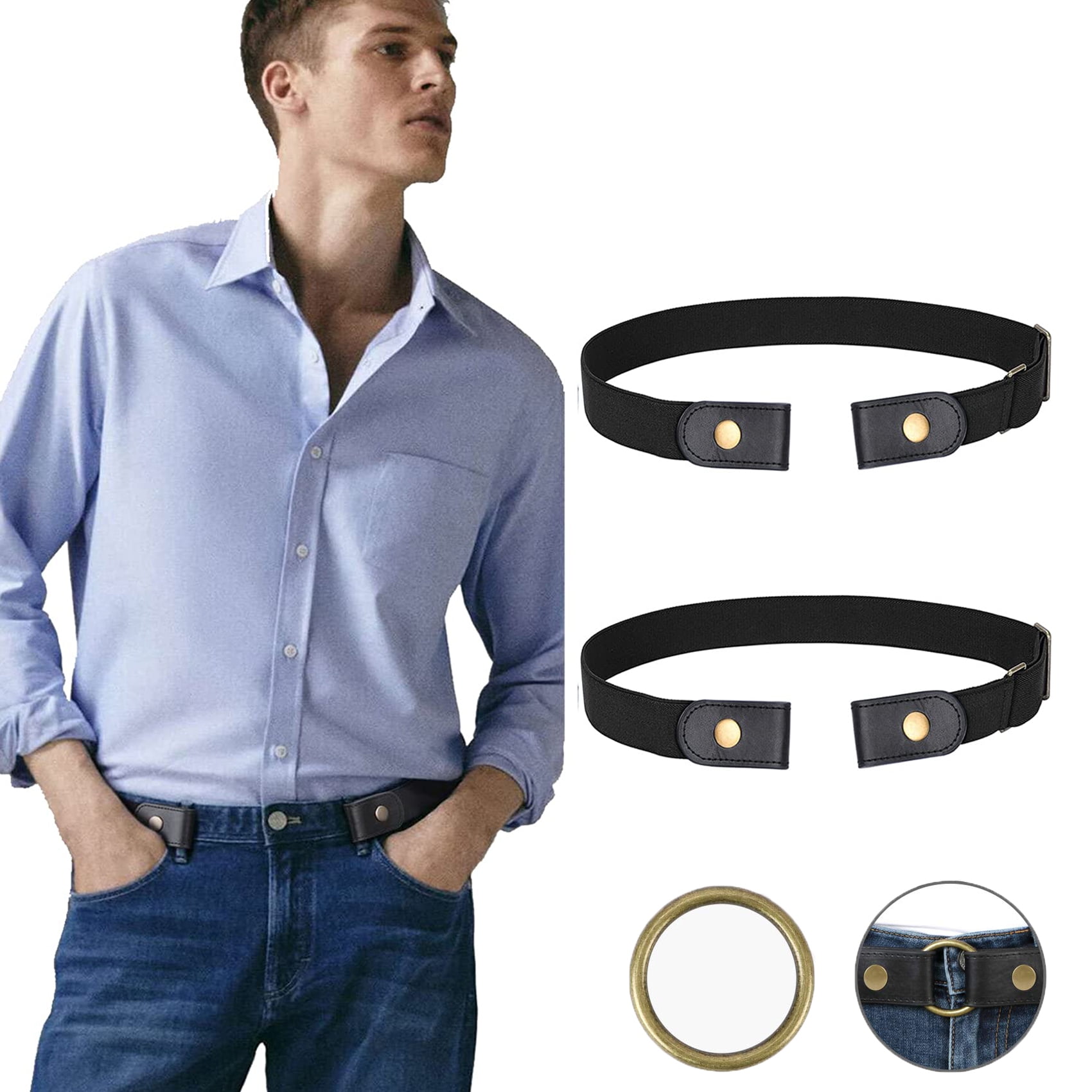 SUOSDEY Buckle-Free Belts for Men Women Nylon Belt No Buckle Elastic ...