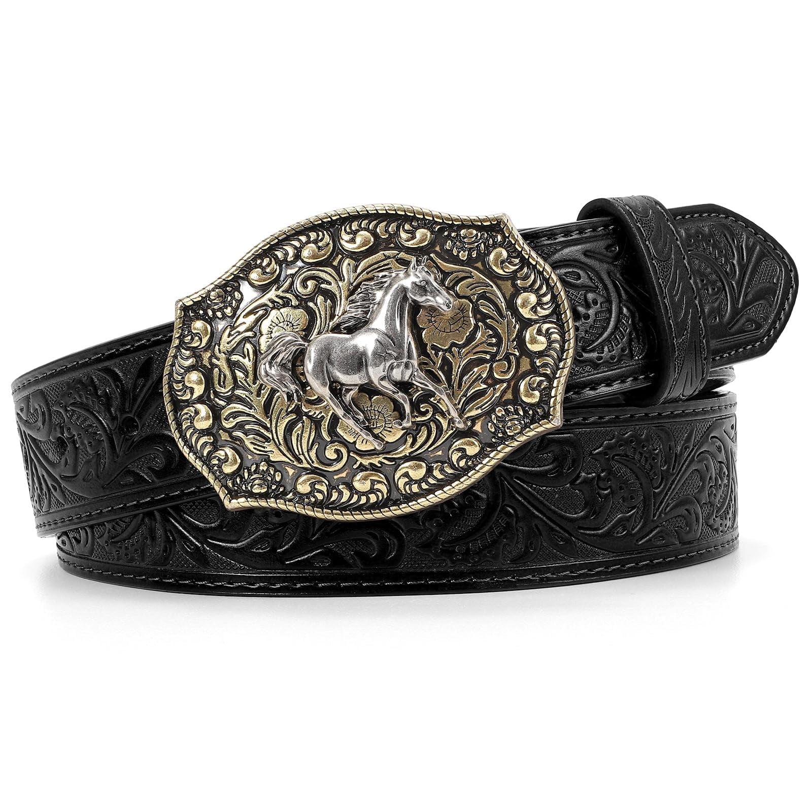 SUOSDEY Cowboy Belts for Men Women Western Belts Cowgirl Embossed Belt ...