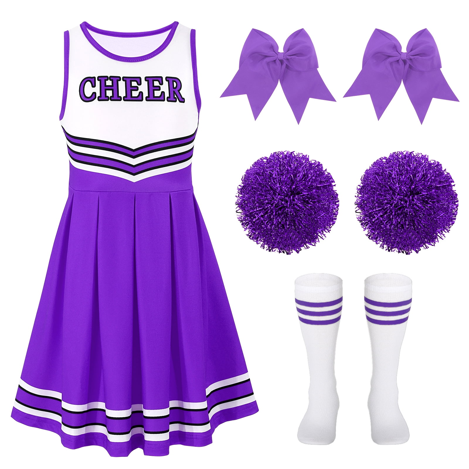 SUOSDEY Girls Cheerleader Costume Outfit Set, Kids Sleeveless ...