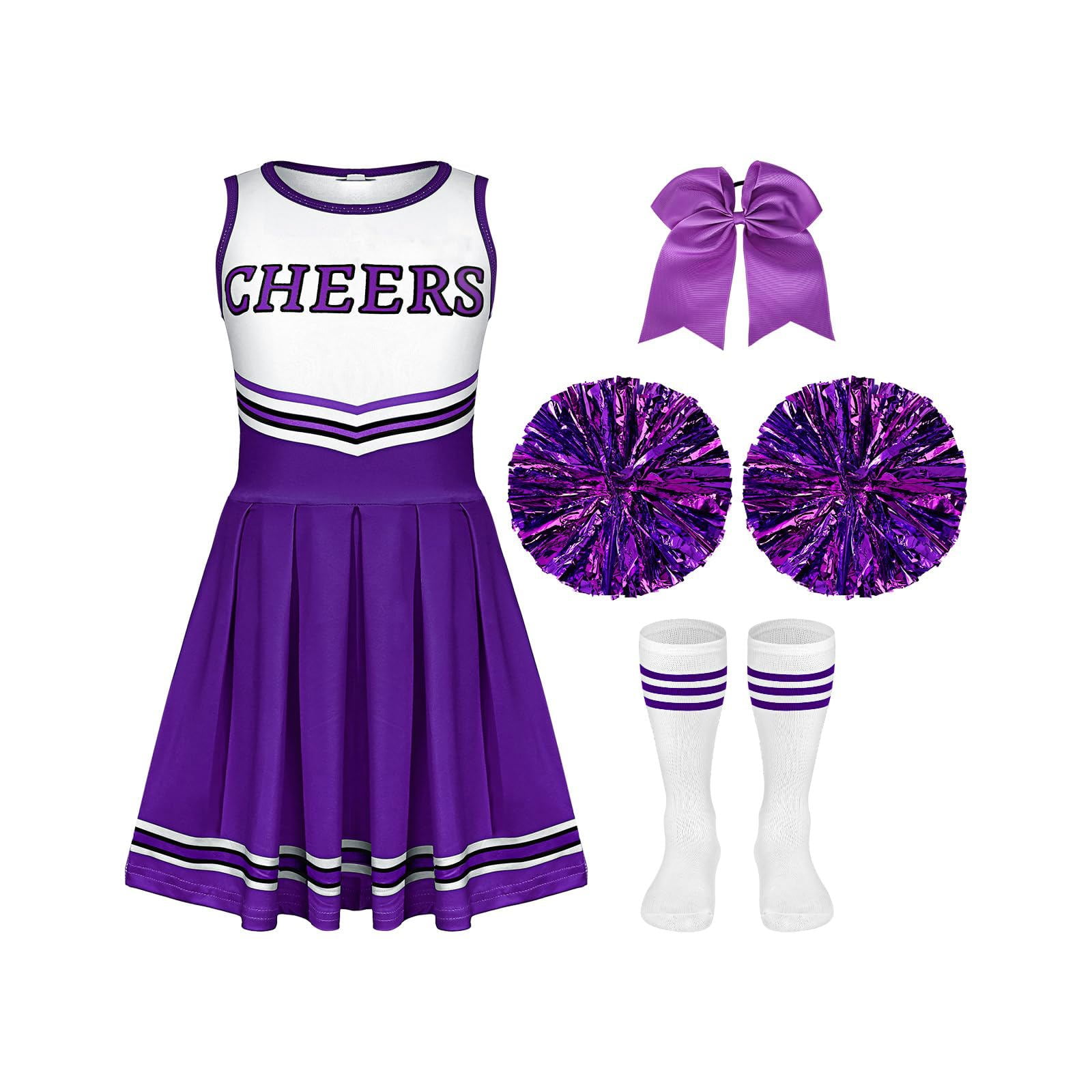 SUOSDEY Girls Cheerleader Costume Outfit Set, Kids Sleeveless ...